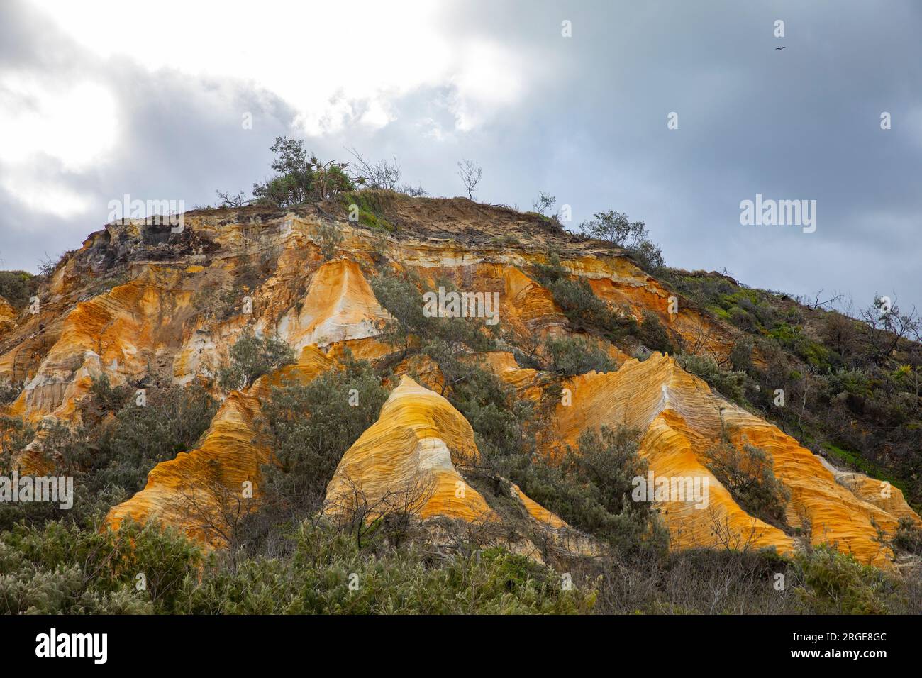 The Pinnacles sand dunes Fraser Island, K'gari, multi coloured sand ...