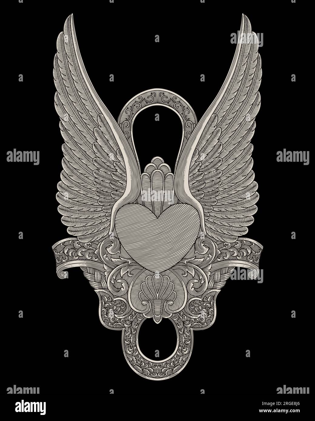 Gothic Heart With Wings Drawings