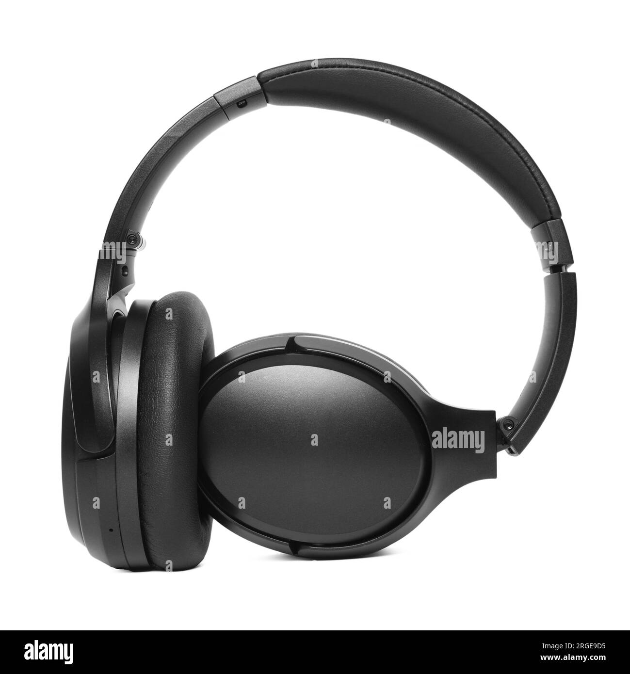 Modern black wireless headphones isolated on white Stock Photo - Alamy