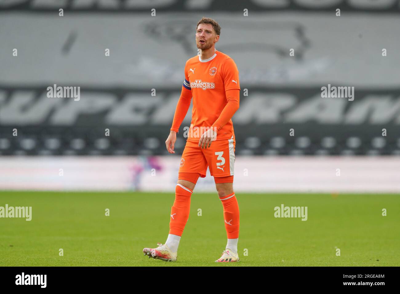 James Husband #3 of Blackpool during the Carabao Cup match Derby County ...