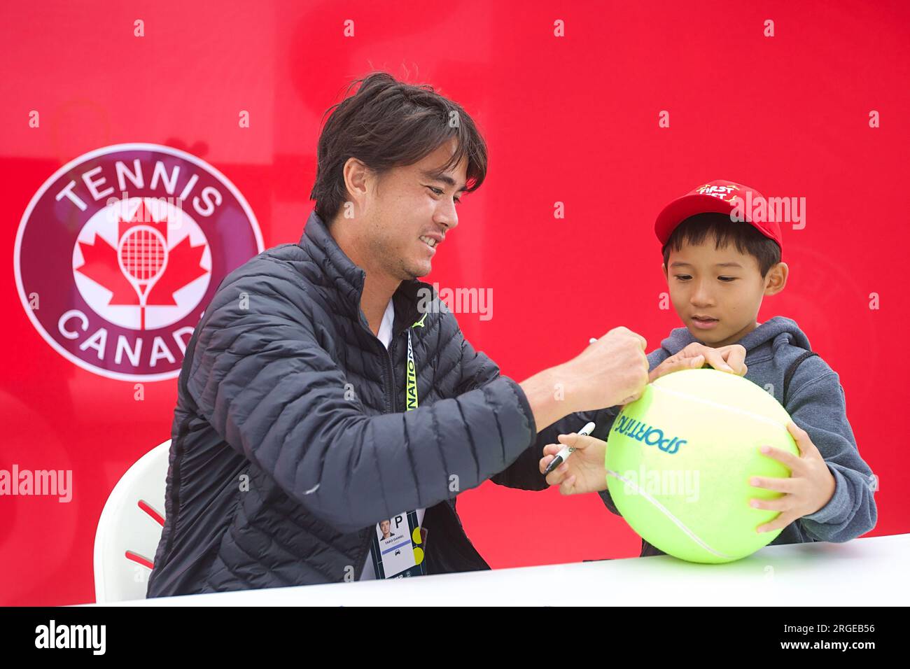 Ontario, Canada. 08/08/2023, Taro Daniel of Japan signs autographs for ...