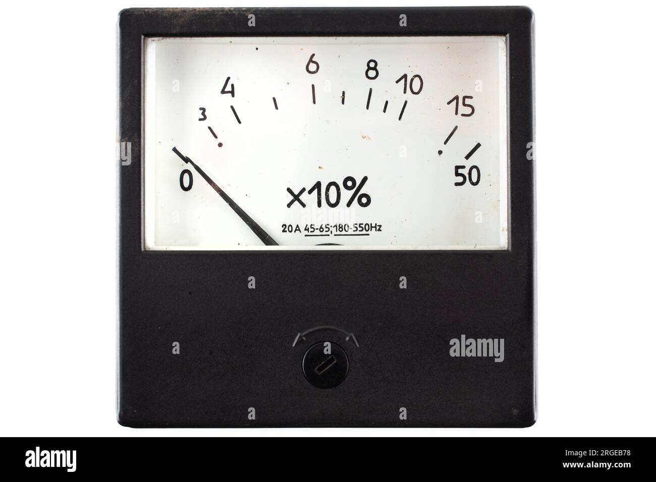 Close-up of an vintage ancient ammeter isolated on white background ...