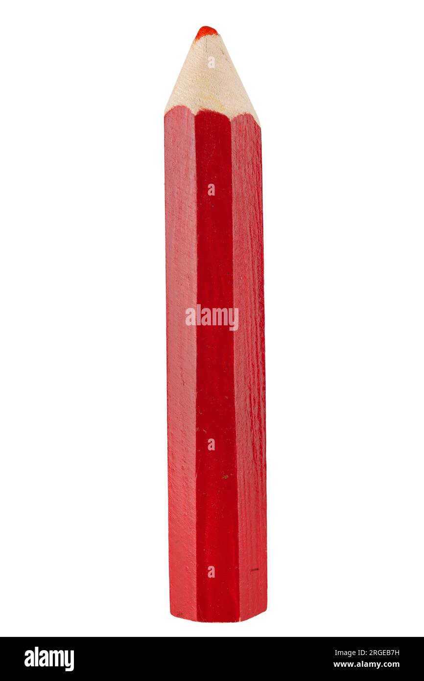 Big red pencil isolated on white background Stock Photo - Alamy