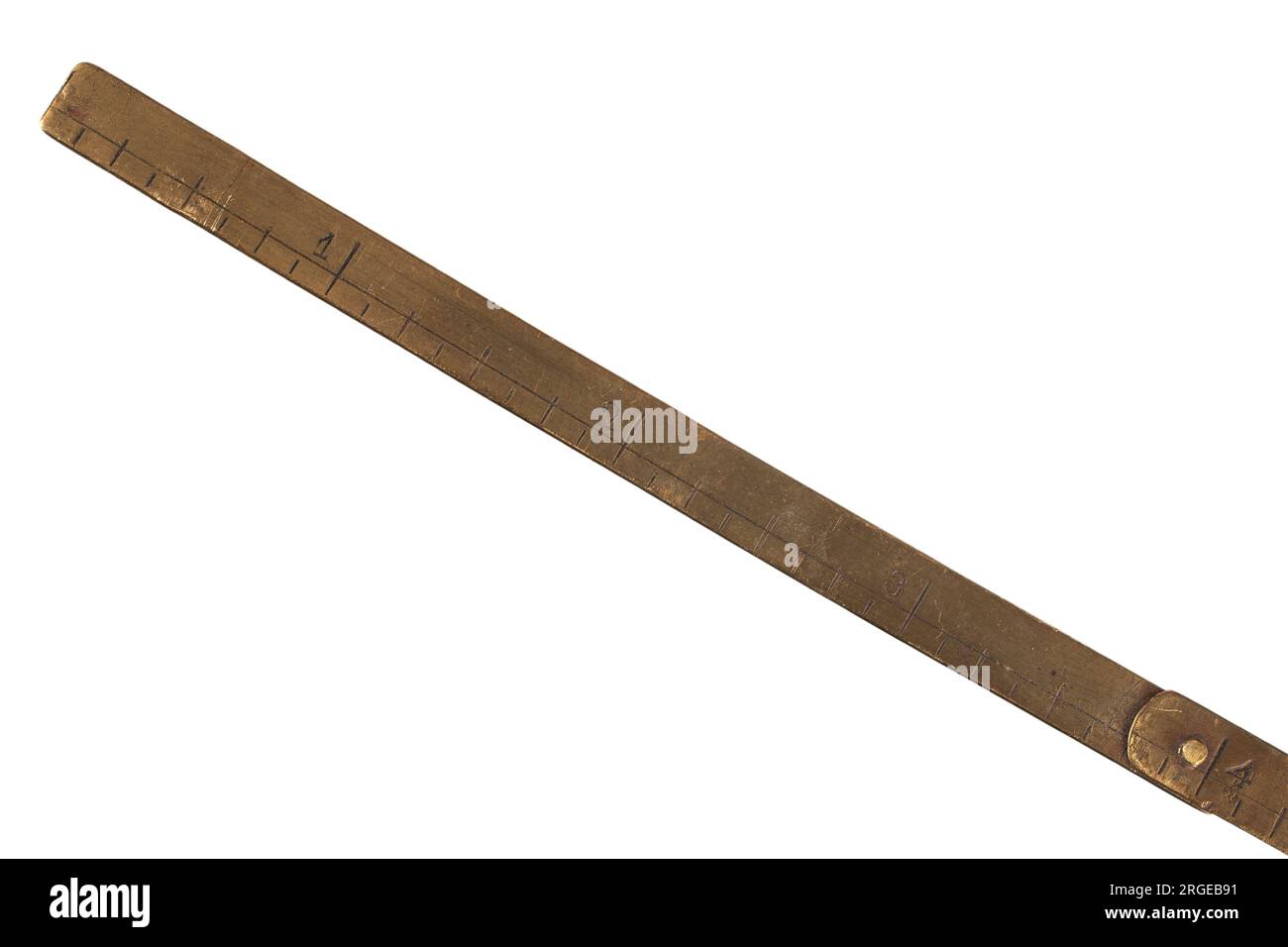 Antique carpenter's brass ruler from isolated on white background Stock ...