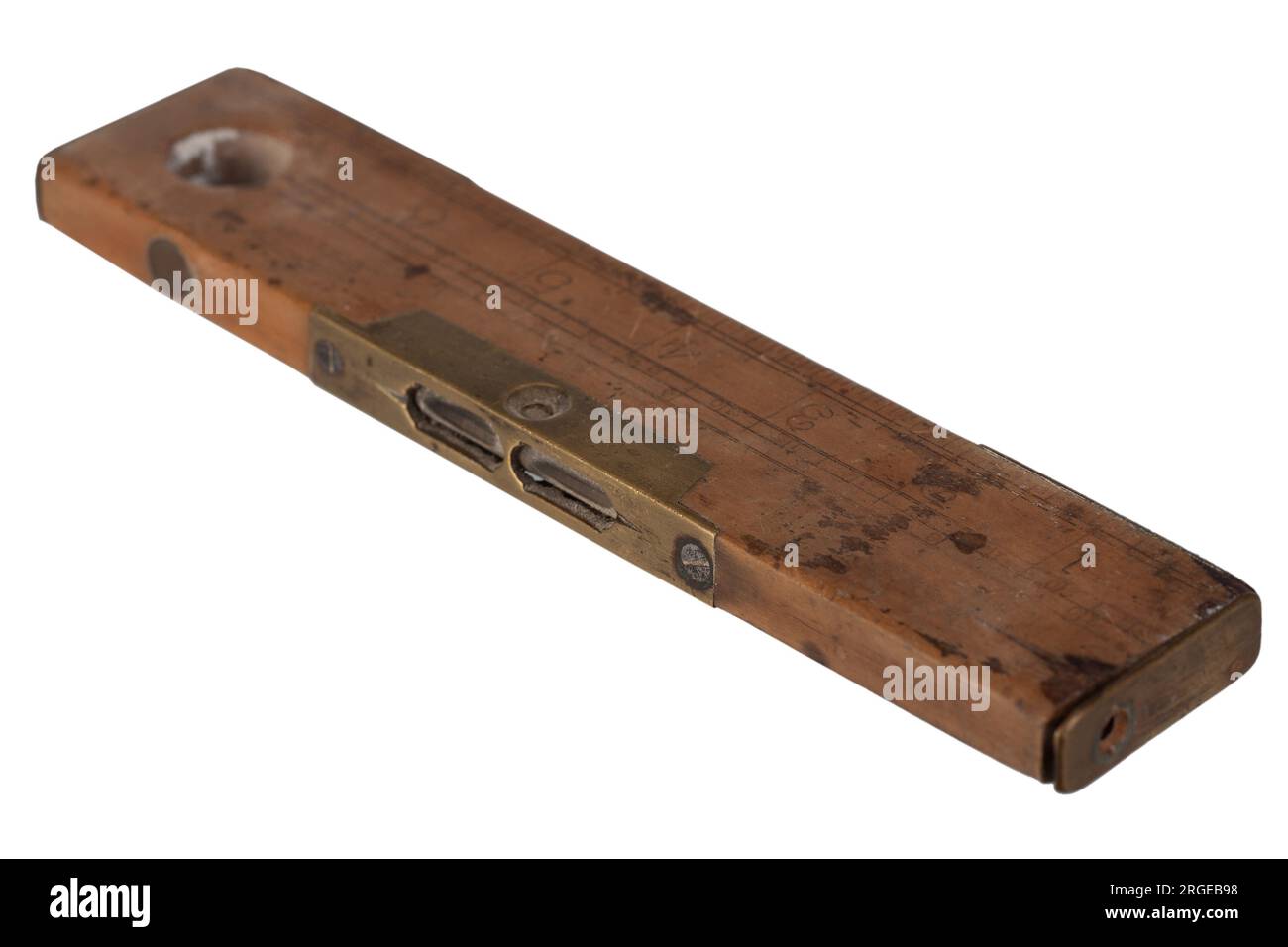 Antique carpenter's boxwood 8 inch ruler with spirit level from 19th ...