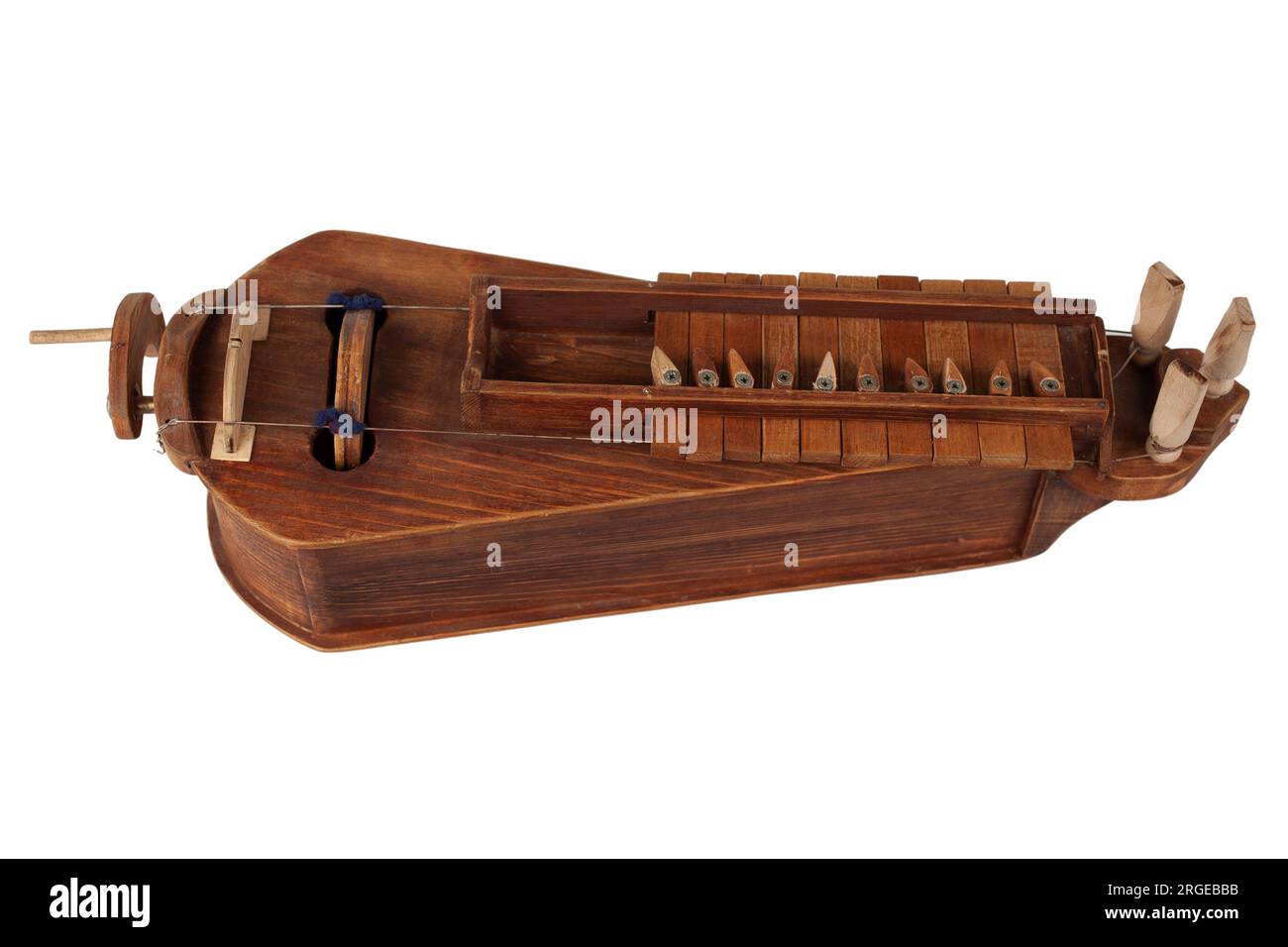 The Hurdy-gurdy, stringed musical instrument. Isolated on white ...