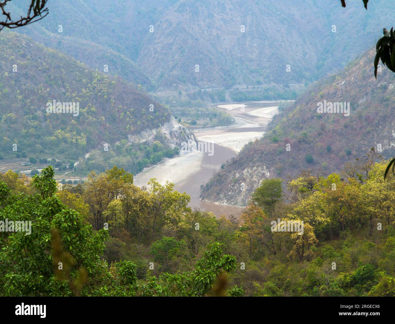 Sarda river as seen from Thak village, Kumaon Hills, Uttarakhand, India ...