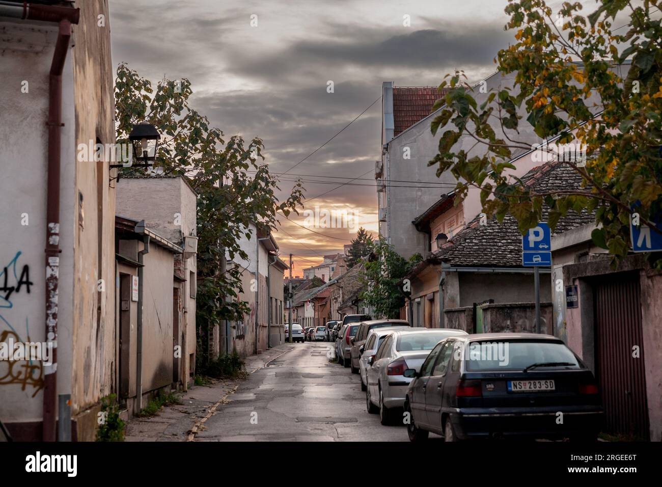 Picture of the skerliceva street in Novi Sad, Serbia, in podbara ...
