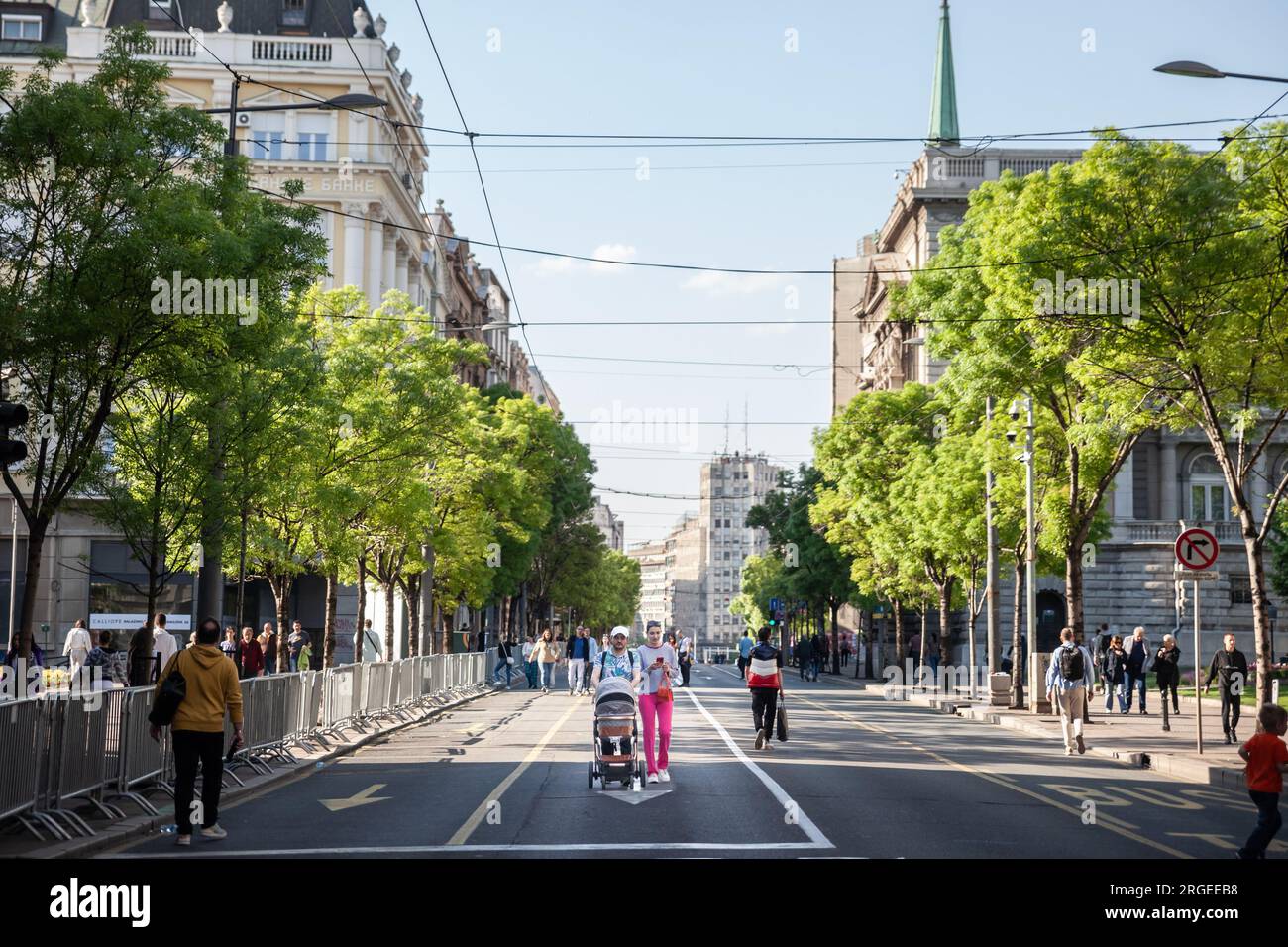 Picture of a typical Belgrade street, Terazije, in Serbia, with a ...