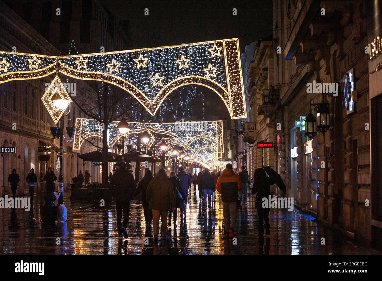 Picture of the Belgrade Christmas decorations on the Kneza Mihailova ...