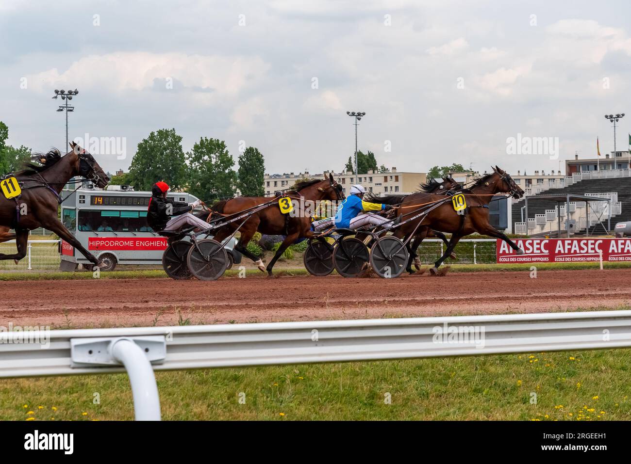Quinté + horse race. Harnessed trot, at the racecourse of Enghien-les ...