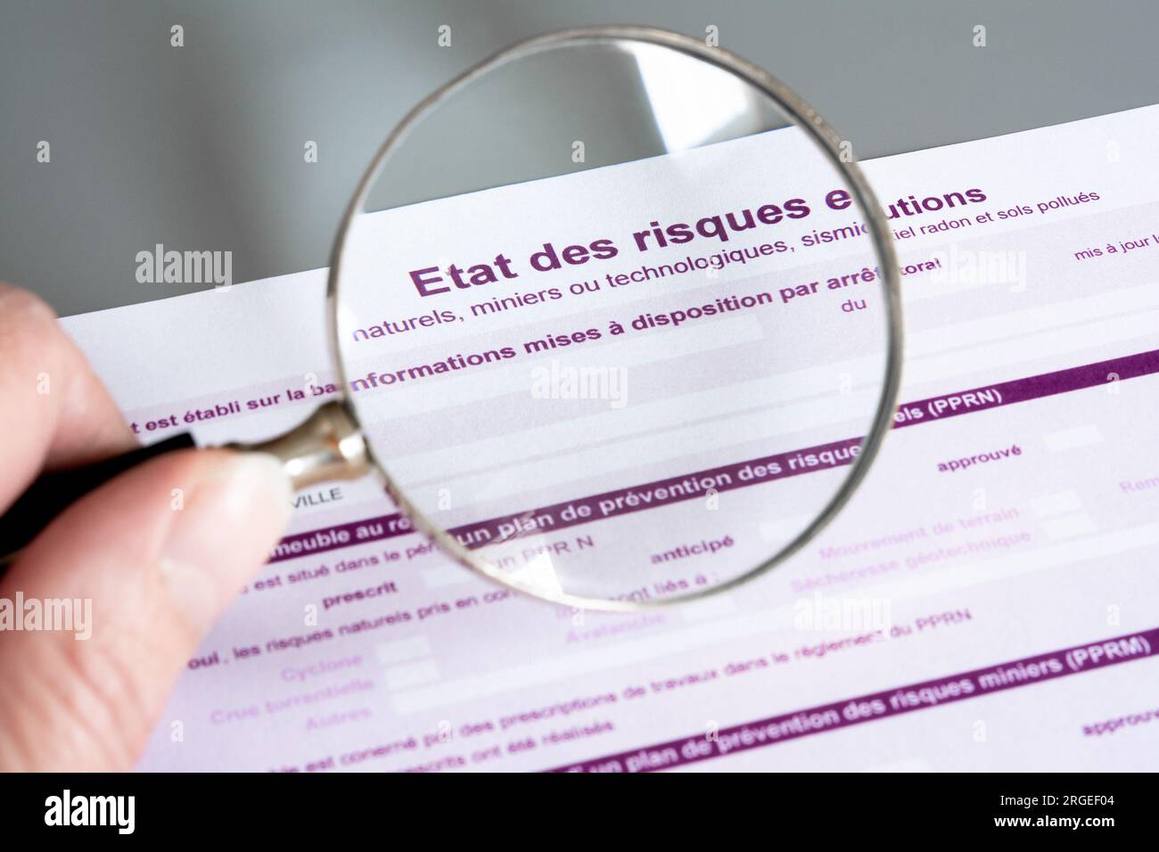 State of Risks and Pollution (ERP). Obligatory diagnosis in France, for ...