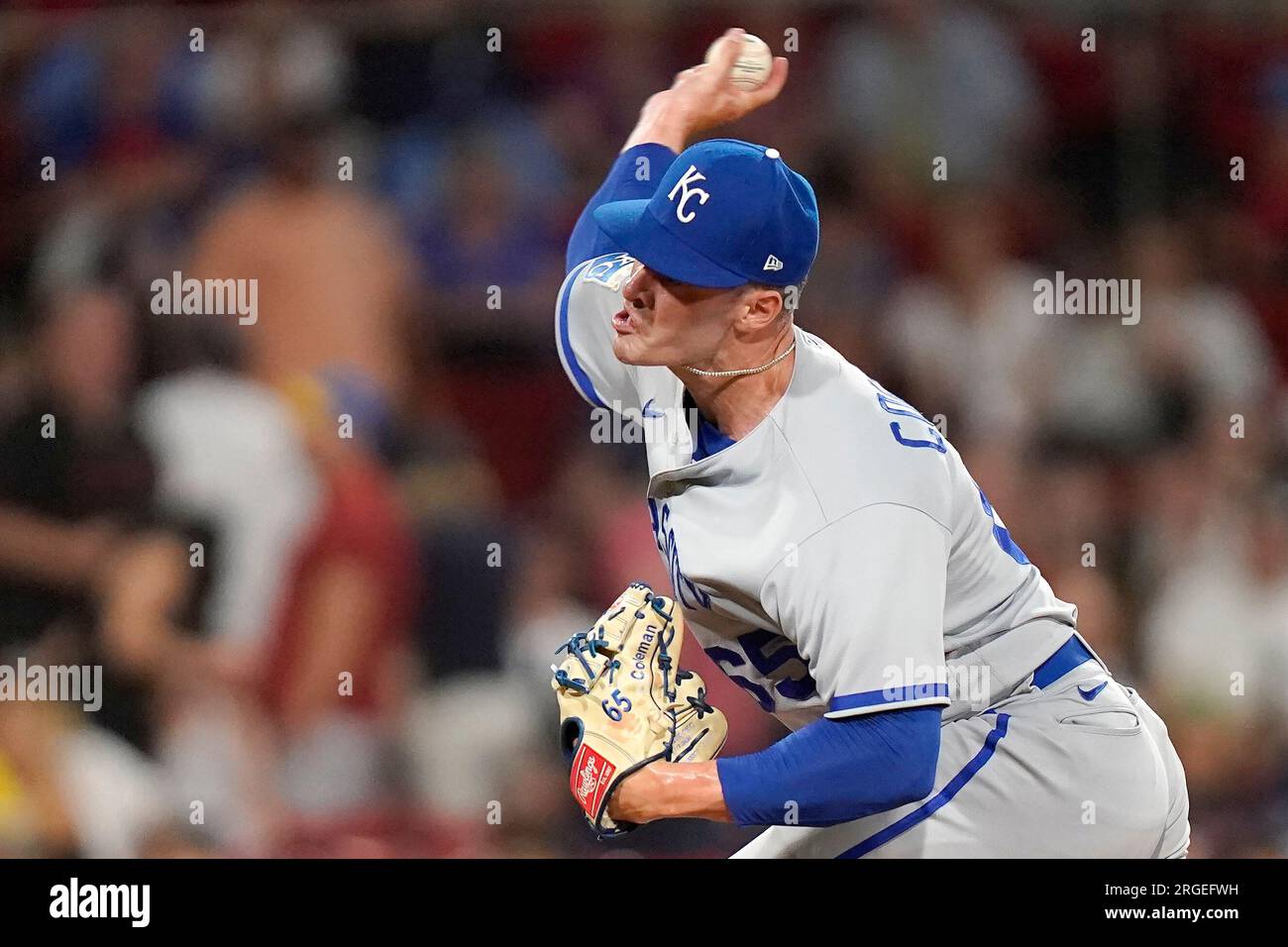 Kansas City Royals' Dylan Coleman delivers a pitch to a Boston Red Sox ...