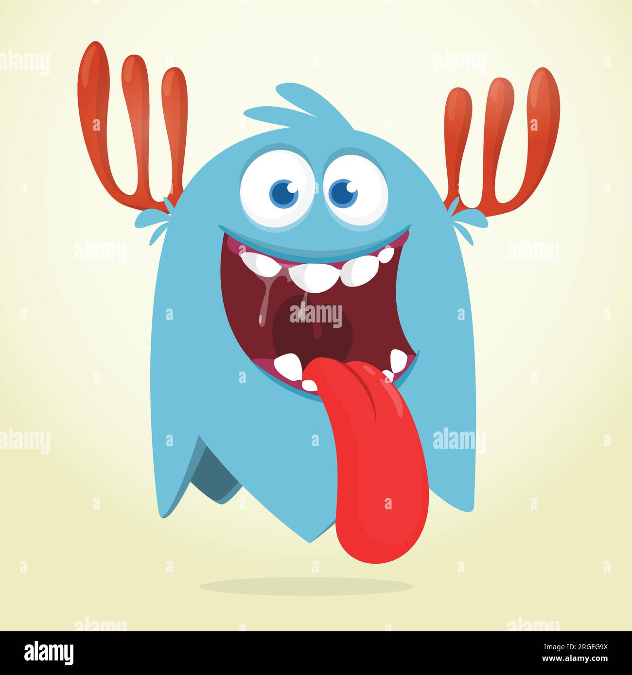 Funny cartoon monster character showing tongue. Illustration of cute ...