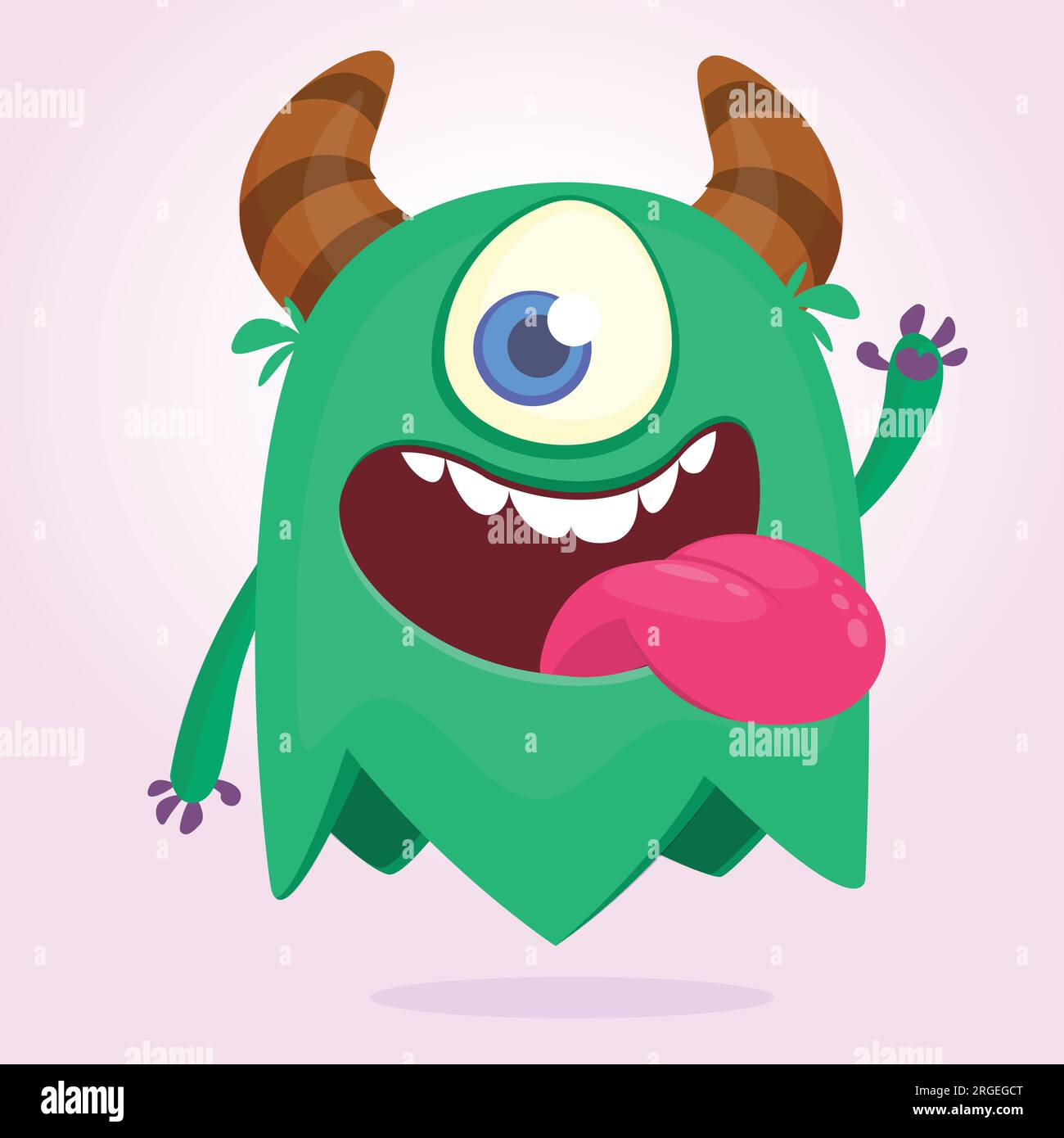 Funny cartoon monster character showing tongue. Illustration of cute ...
