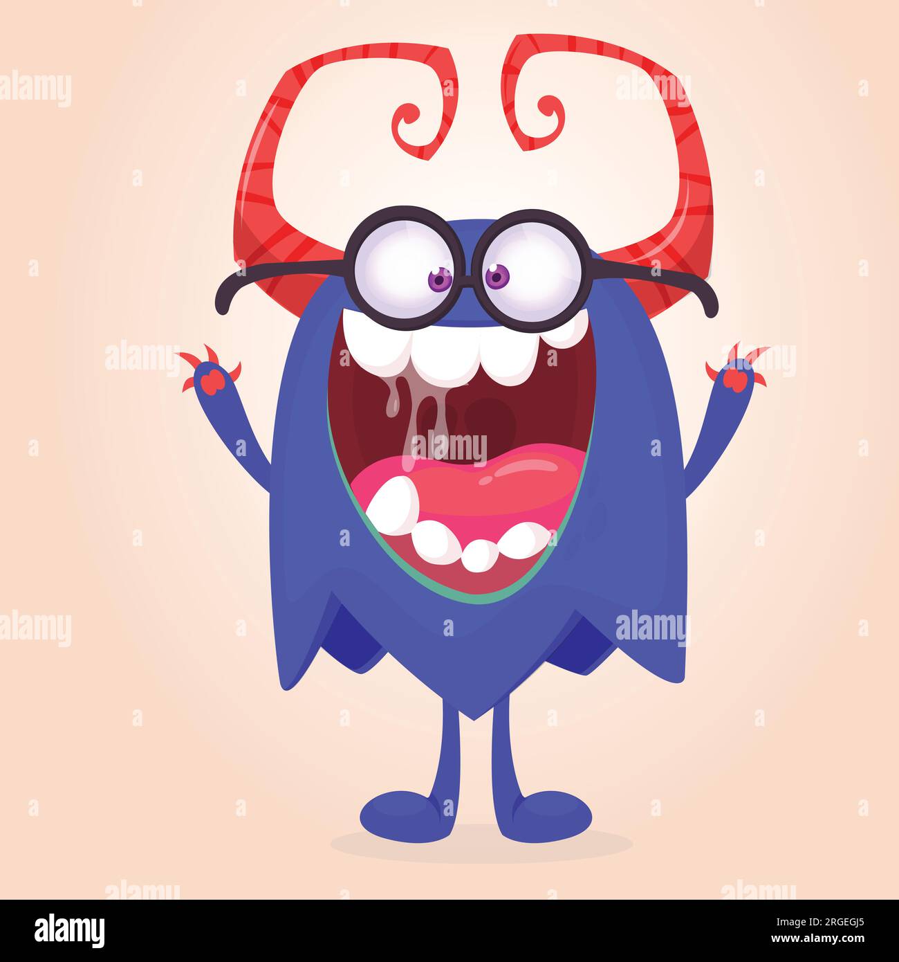 Funny cartoon nerd monster character wearing eyeglasses. Illustration ...