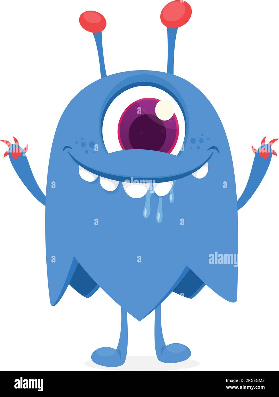 Funny cartoon monster character with one eye. Illustration of cute and ...