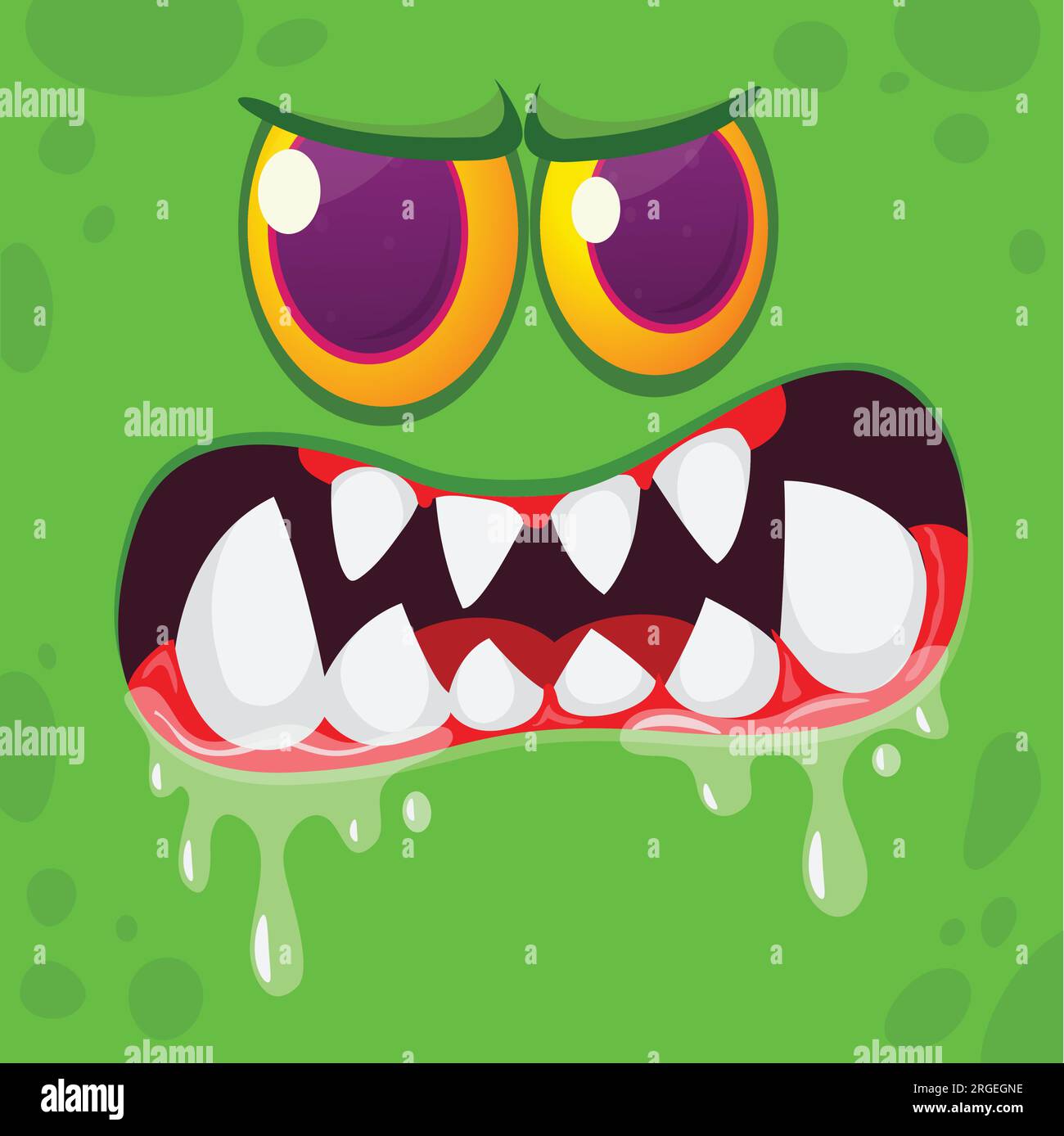 Angry cartoon monster face. Illustration of grumpy and mad creature ...