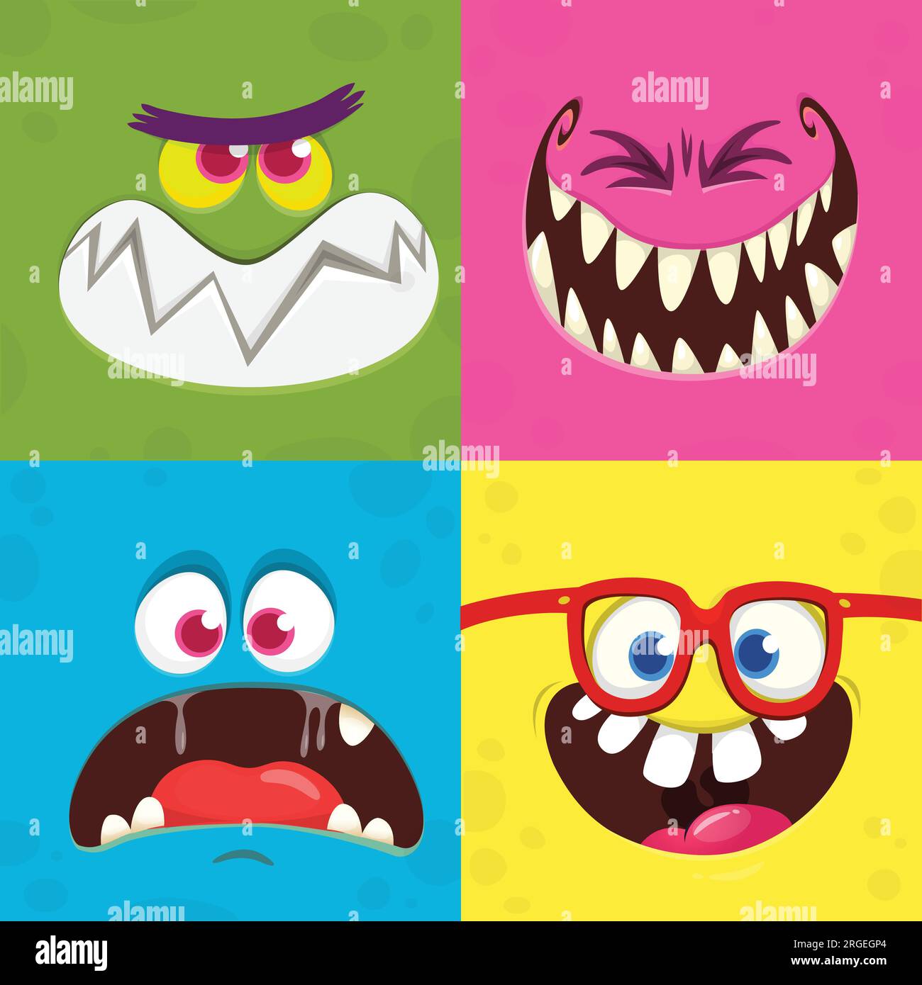 Funny cartoon monster faces set. Illustration of alien creature ...
