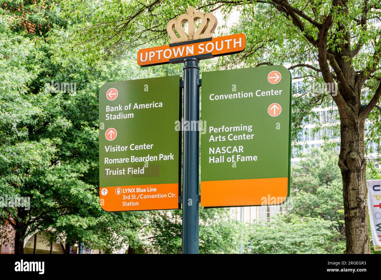 Uptown south sign information direction to attractions hi-res stock ...
