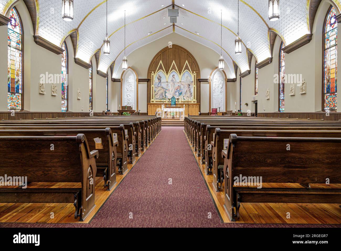 Charlotte North Carolina,St. Peter's Catholic Church,pews seating aisle ...