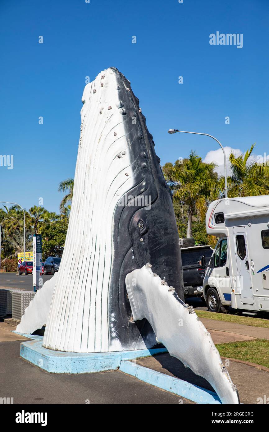 Hervey Bay in Queensland and Whale Bay marina with sculpture model of ...