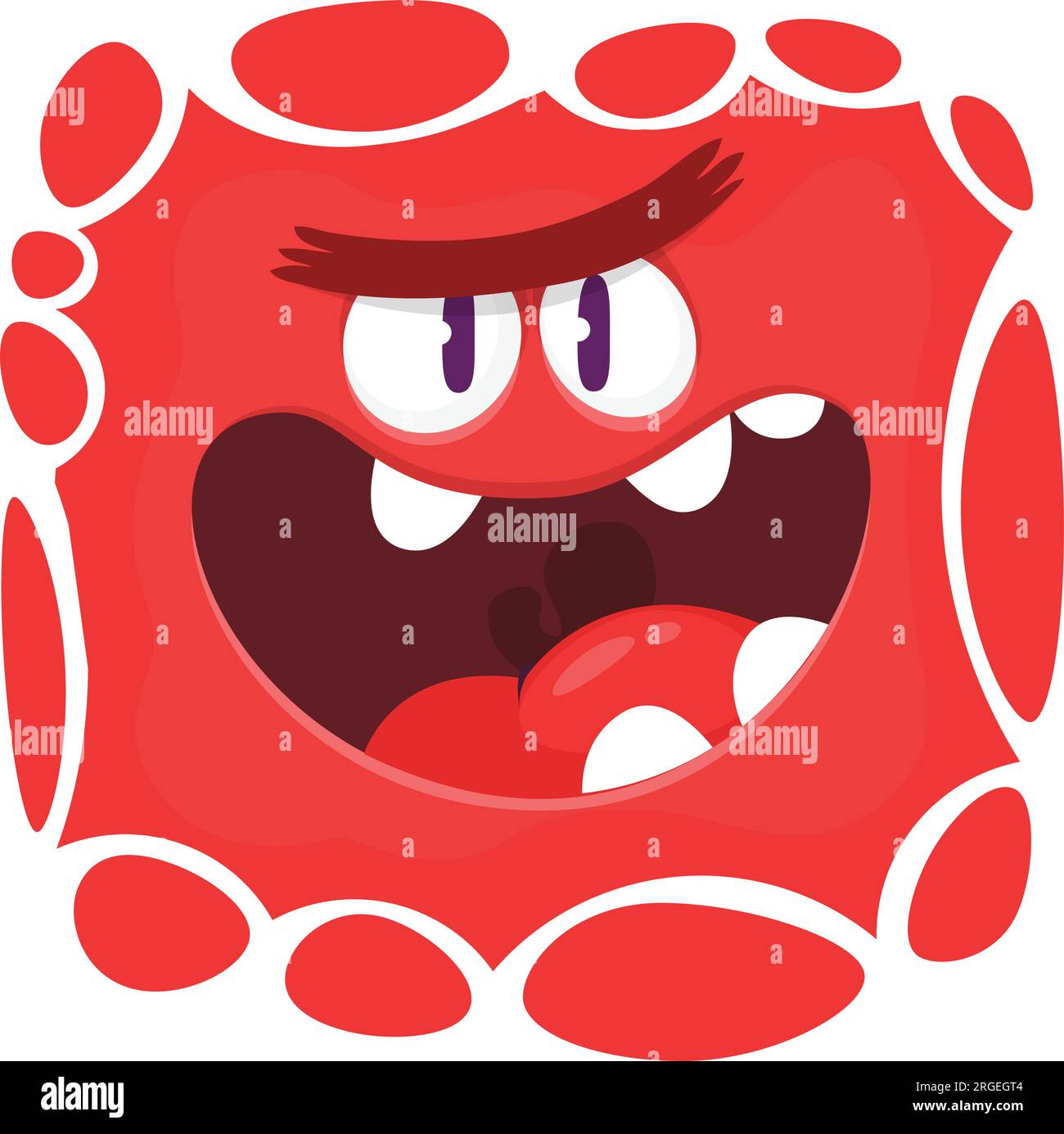 Angry cartoon monster face. Illustration of creepy and scary mythical ...