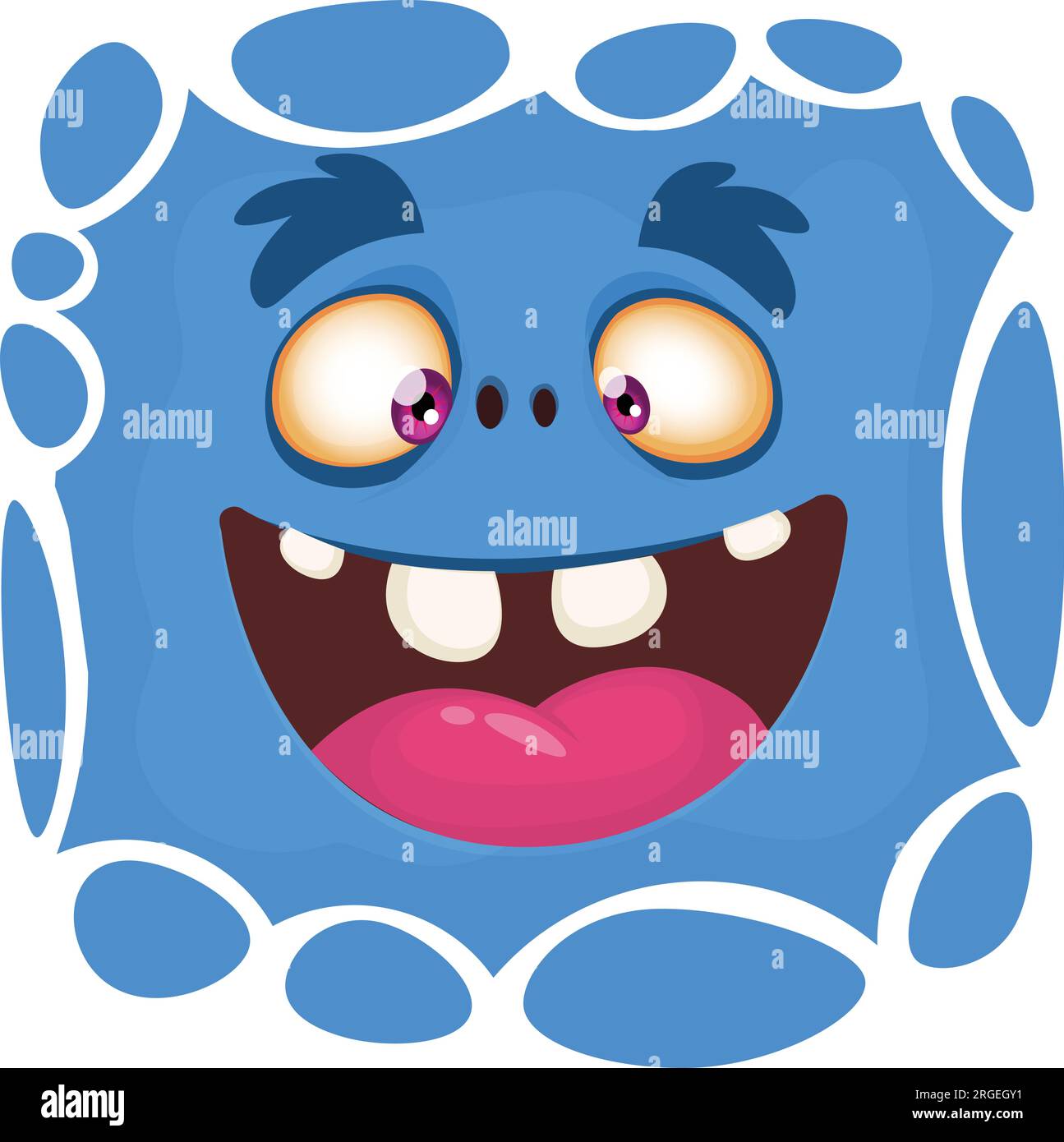 Funny cartoon monster face smiling emotion. Illustration of cute and ...