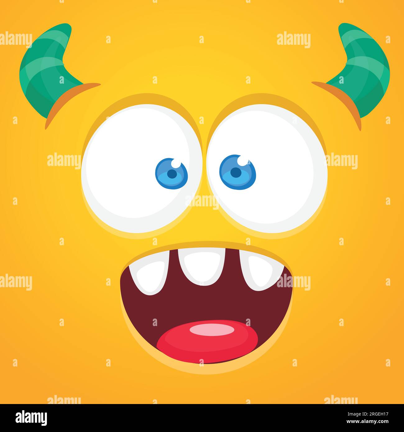 Funny cartoon monster face smiling emotion. Illustration of cute and ...