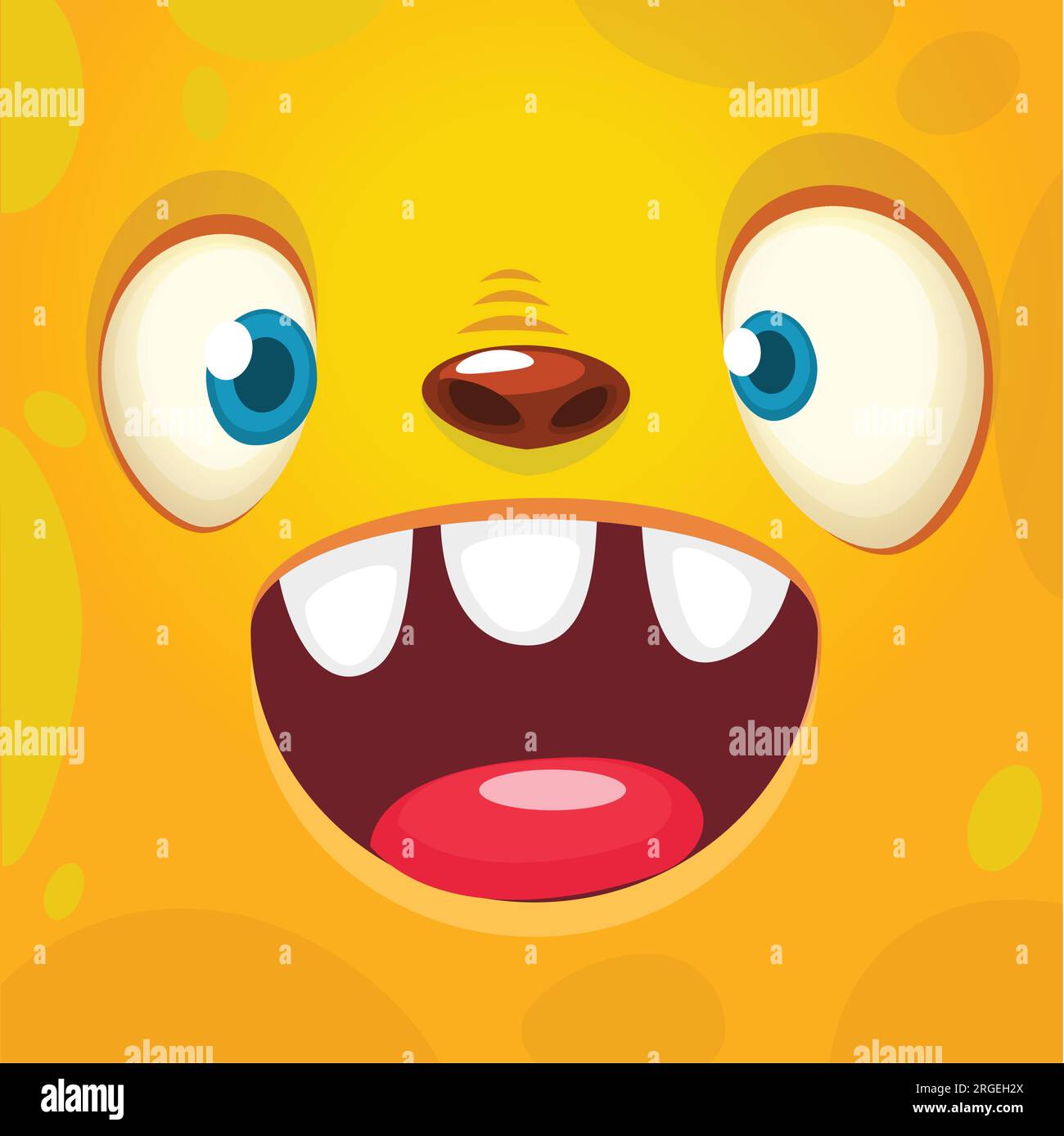Funny cartoon monster face smiling emotion. Illustration of cute and ...