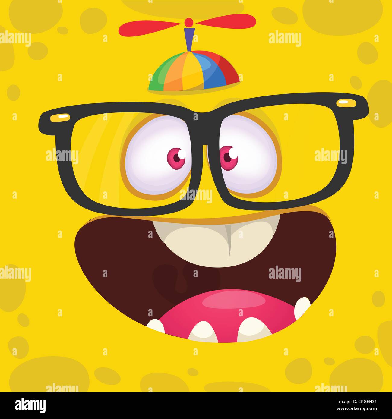 Funny cartoon nerd monster face wearing eyeglasses. Illustration of ...