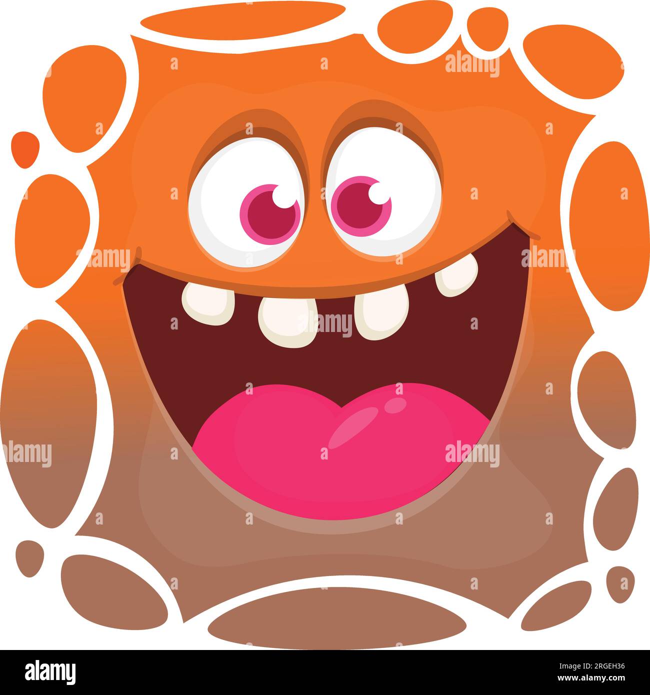Funny cartoon monster face smiling emotion. Illustration of cute and ...