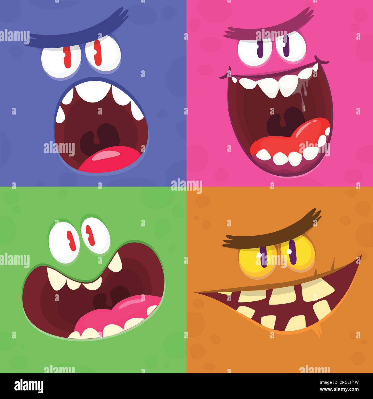 Funny cartoon monster faces set. Illustration of alien creature ...