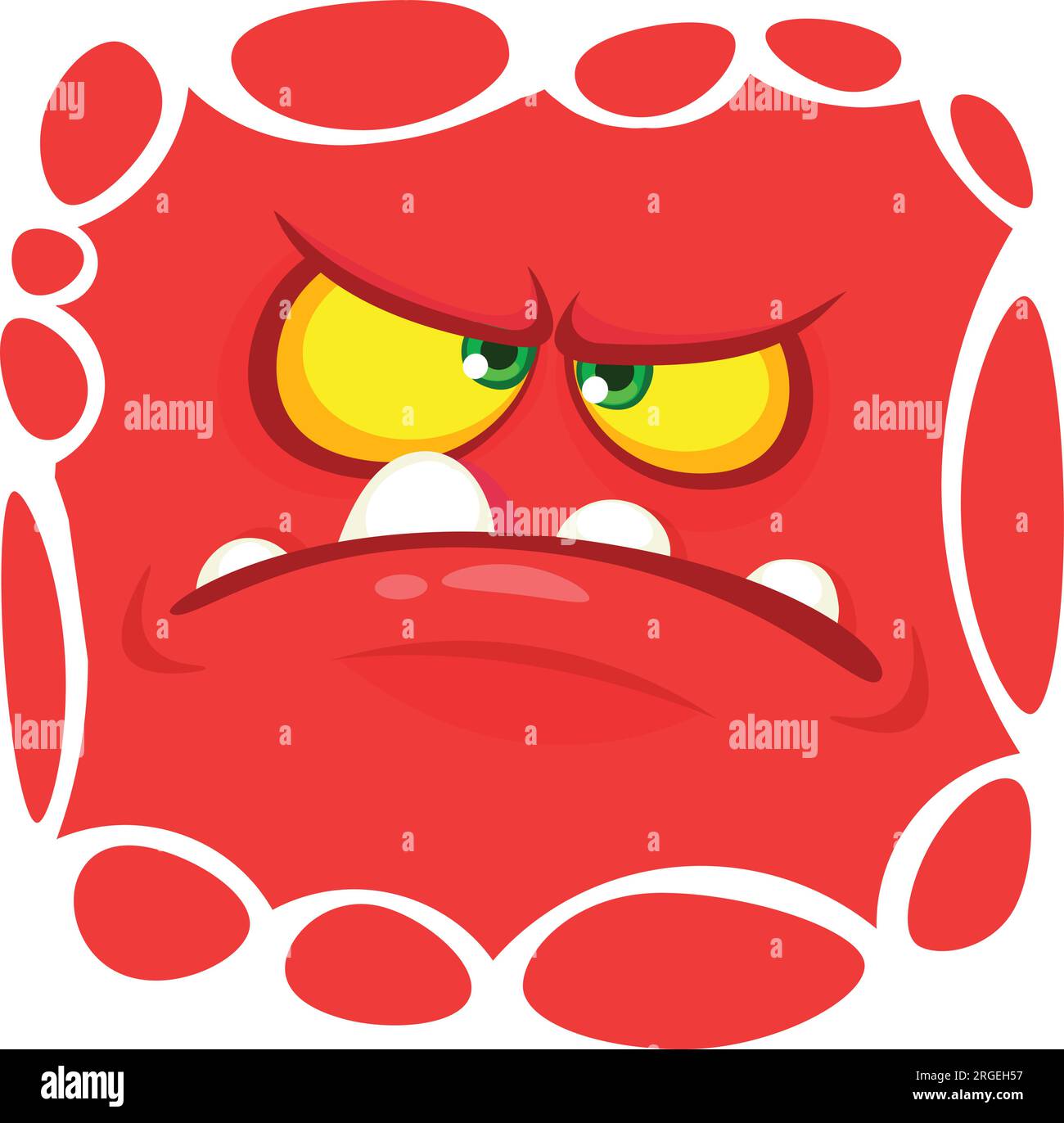 Angry cartoon monster face. Illustration of cute and scary mythical ...