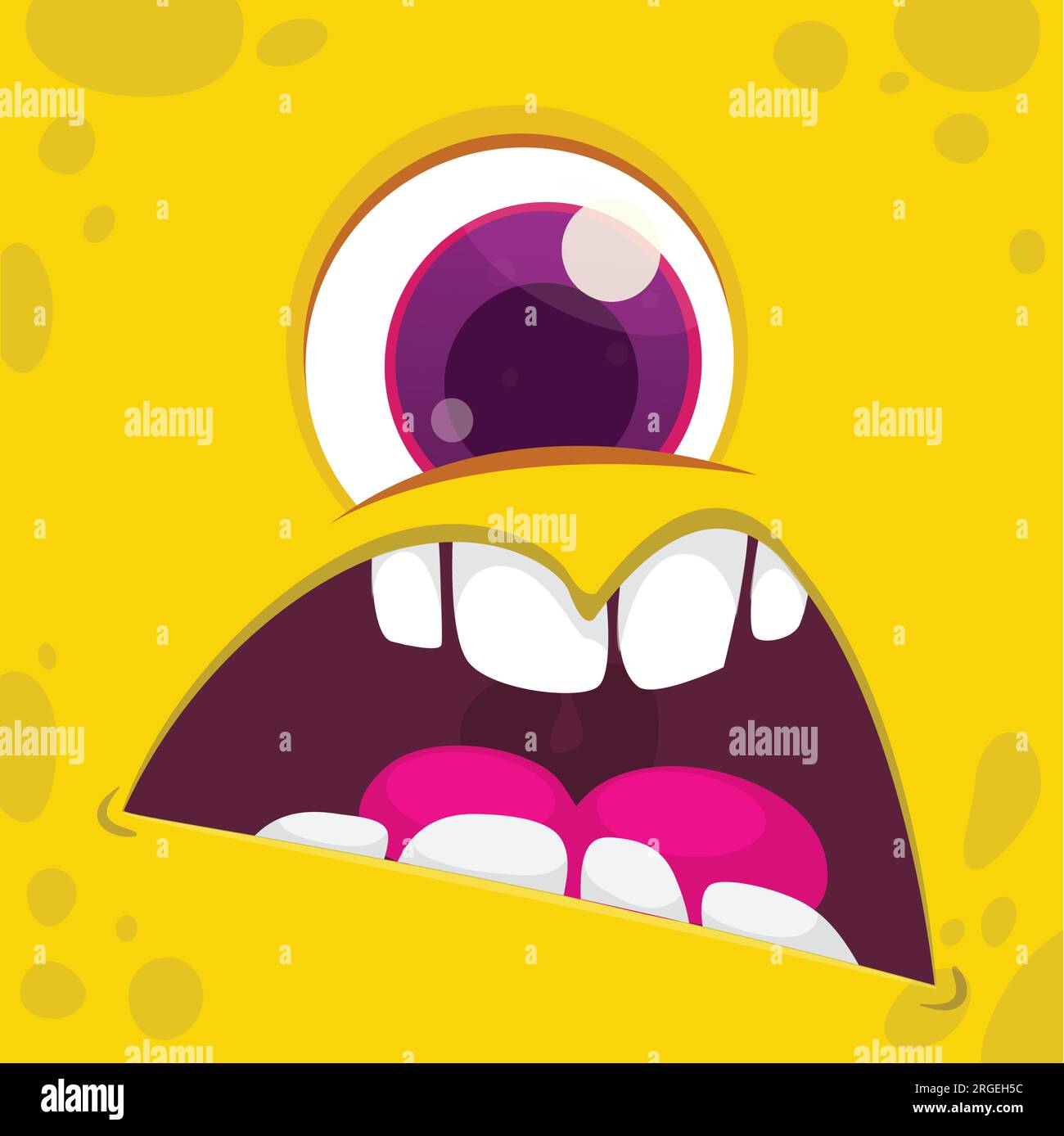 Funny cartoon monster cyclops face with one eye. Illustration of cute ...