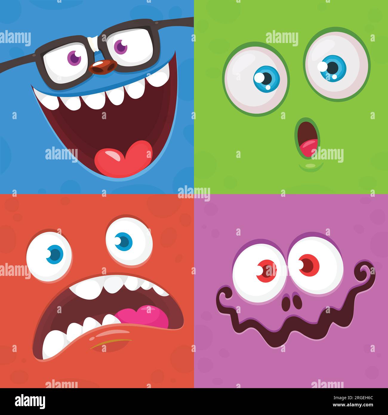 Funny cartoon monster faces set. Illustration of alien creature ...