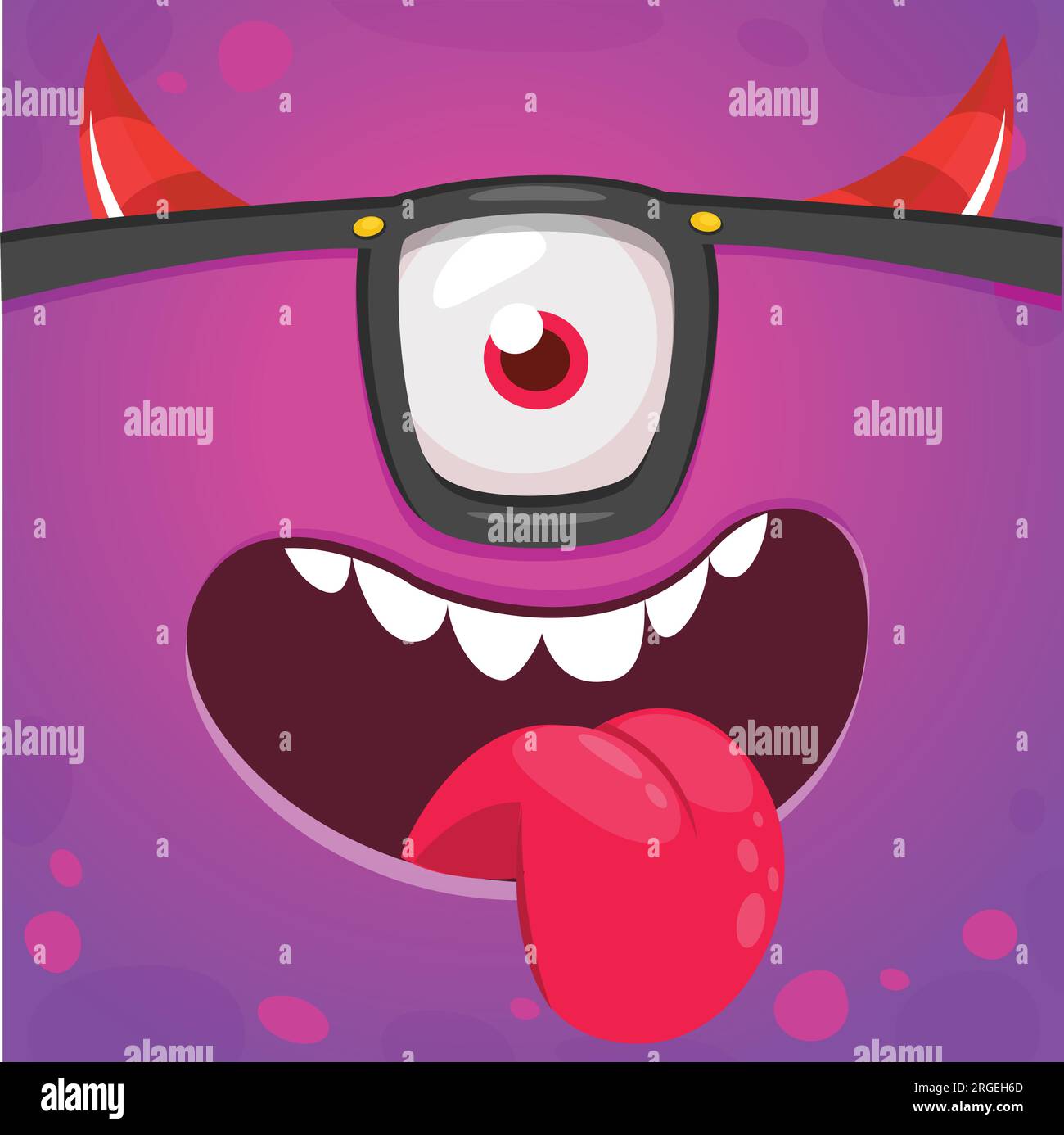 Funny cartoon nerd monster face wearing eyeglasses. Illustration of ...