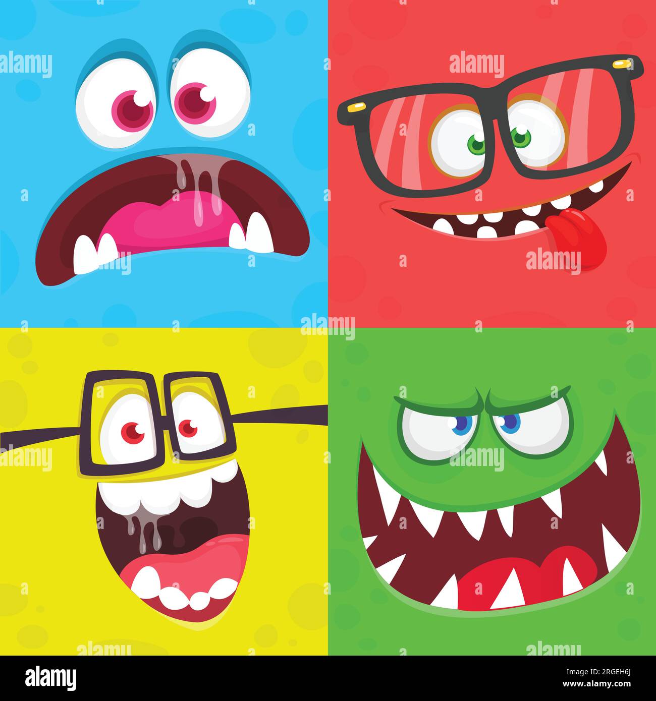 Funny cartoon monster faces set. Illustration of alien creature ...