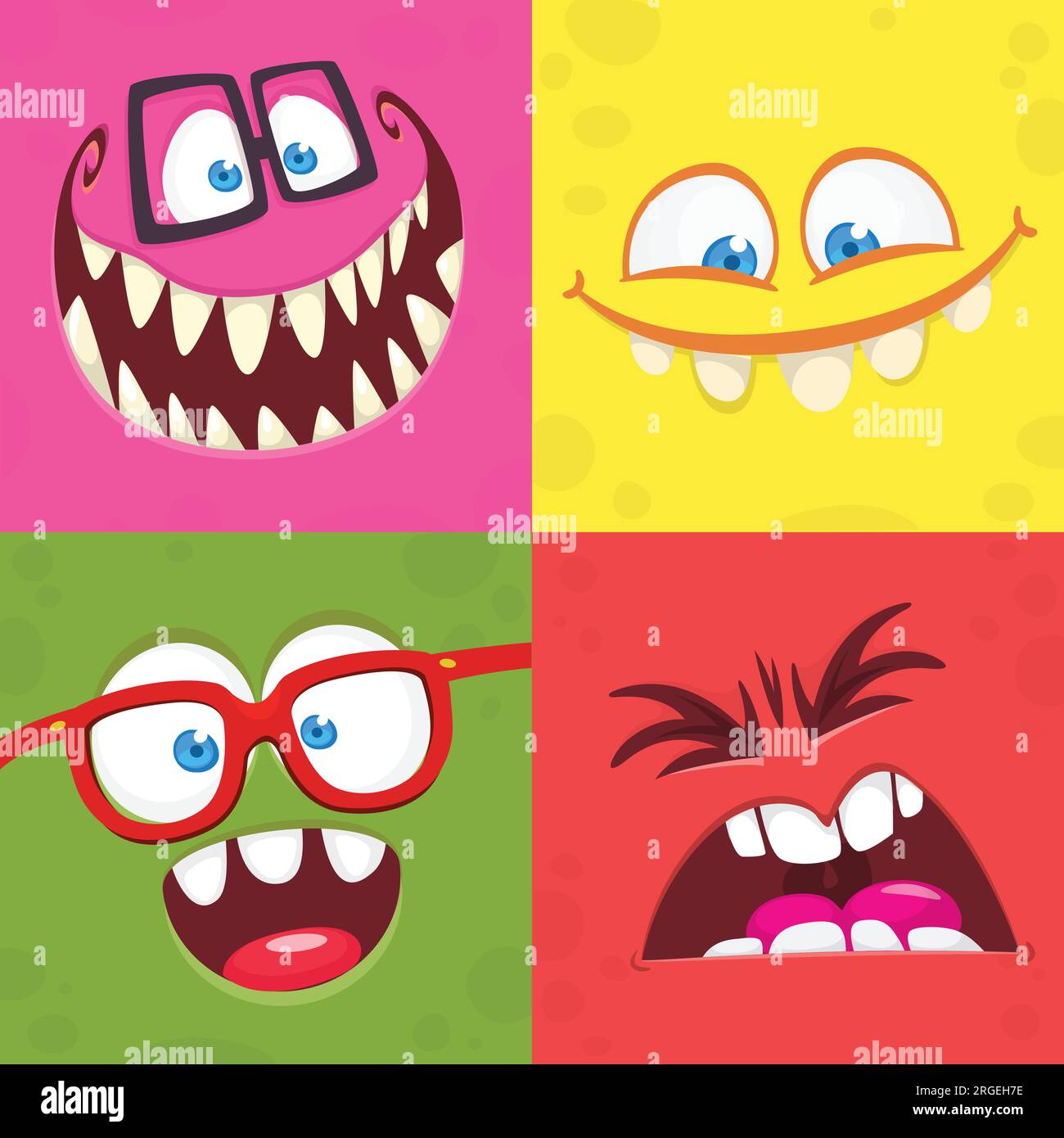 Funny cartoon monster faces. Illustration of alien creature different ...