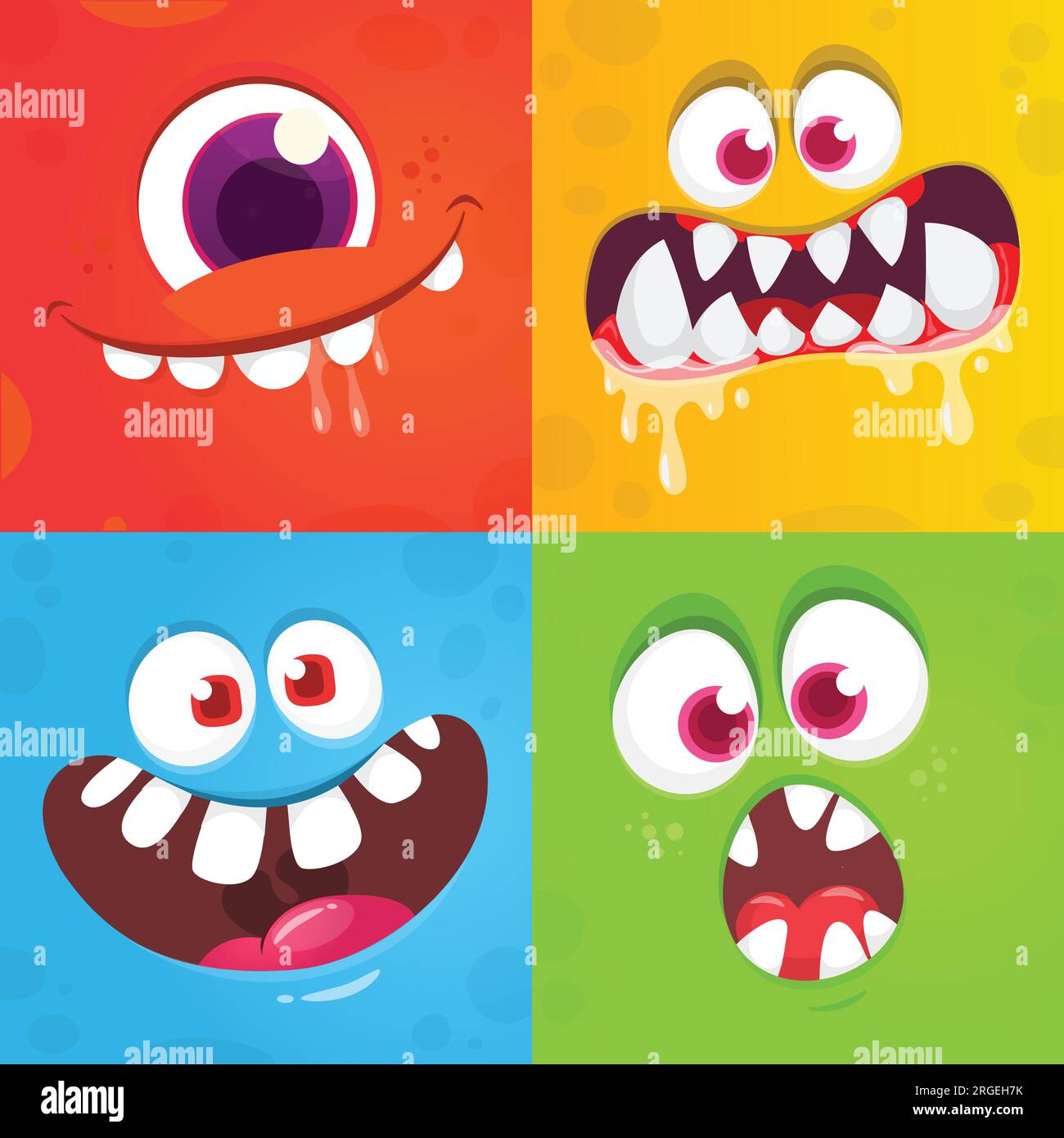 Funny cartoon monster faces set. Illustration of alien creature ...