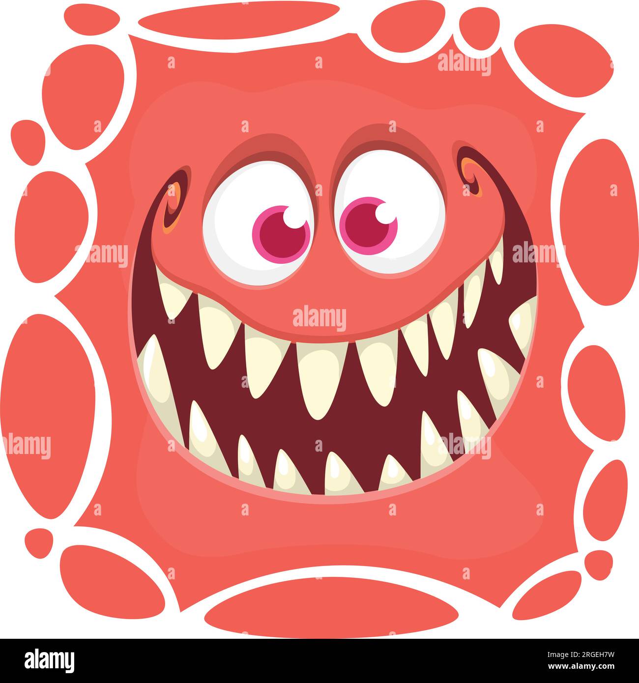 Funny cartoon monster face smiling emotion. Illustration of cute and ...