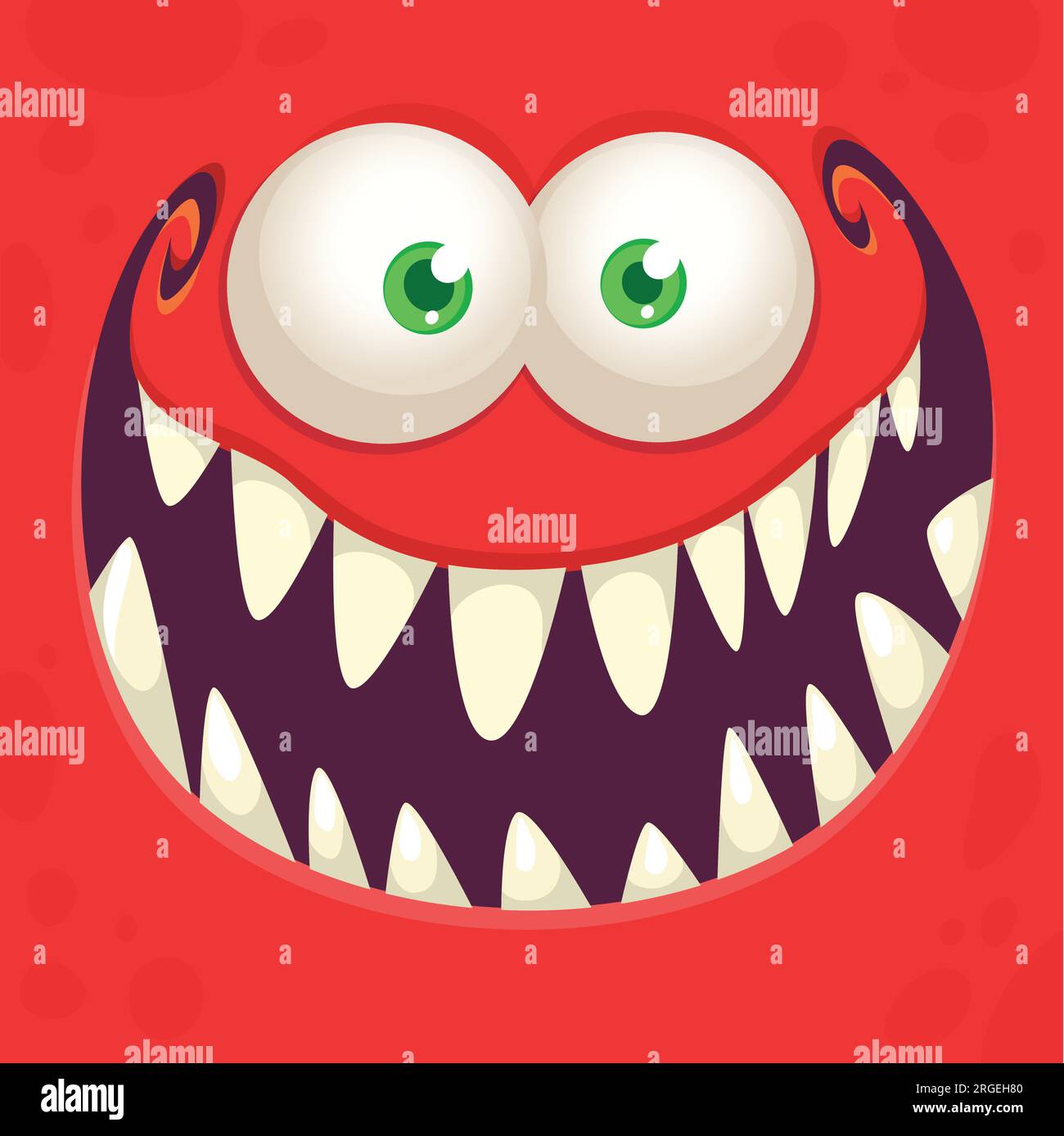 Funny cartoon monster face smiling emotion. Illustration of cute and ...