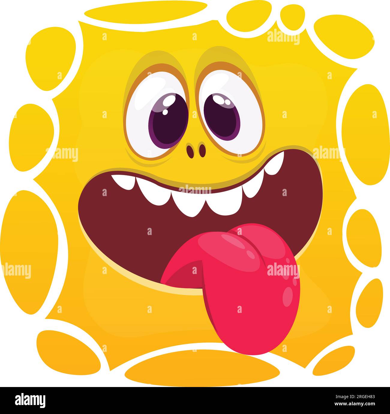 Funny cartoon monster face showing tongue. Illustration of cute and ...