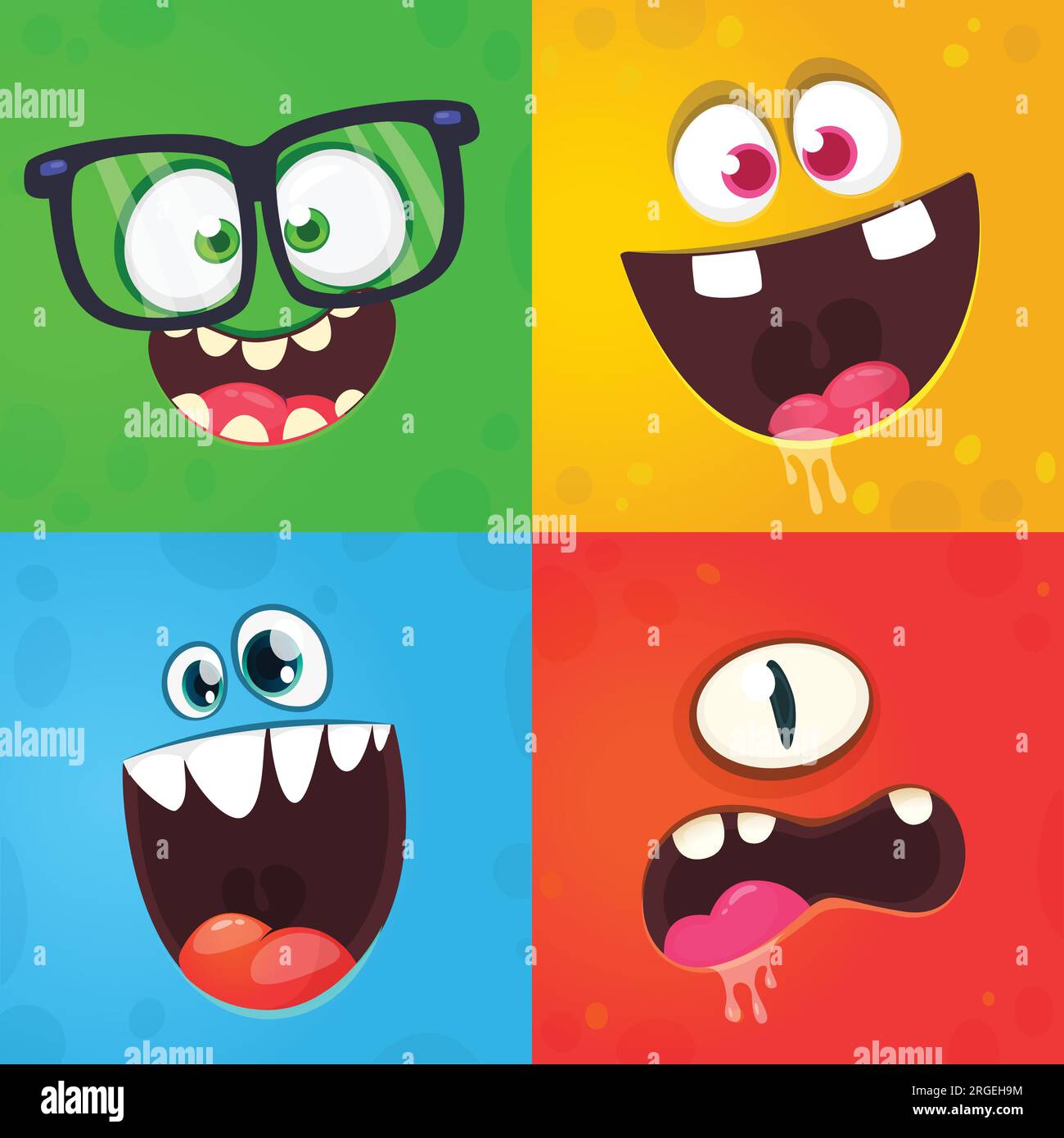 Funny cartoon monster faces set. Illustration of alien creature ...
