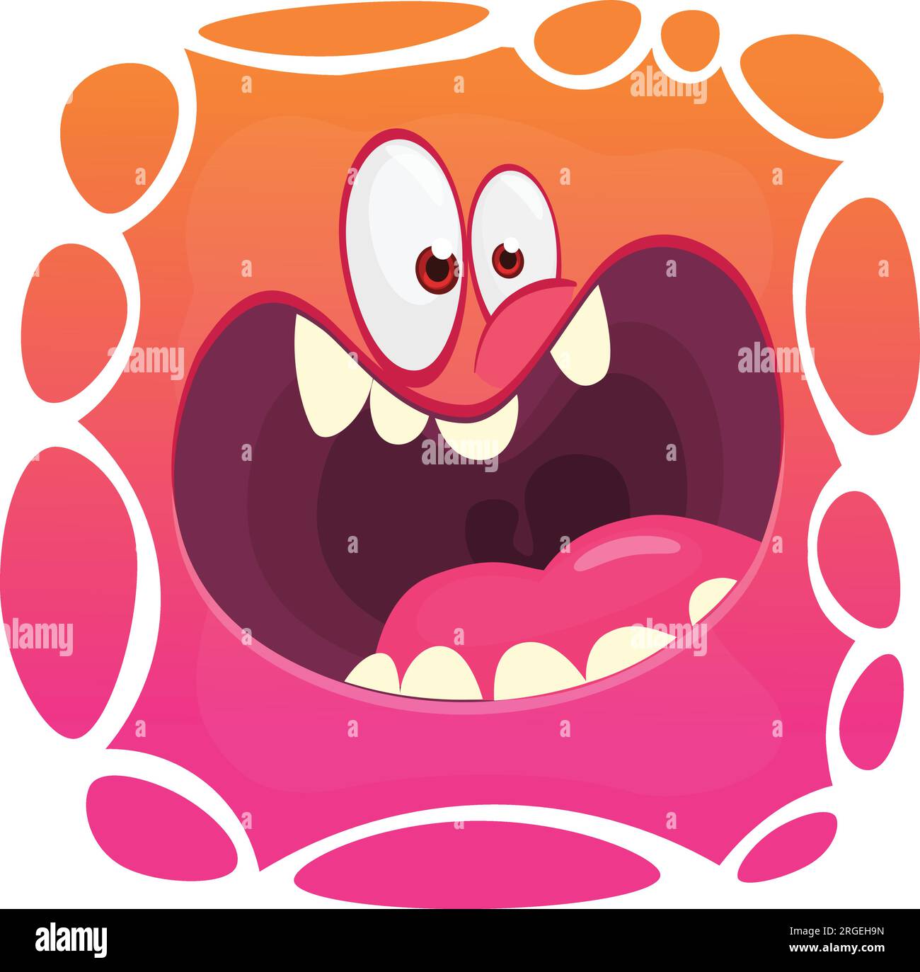 Angry cartoon monster face. Illustration of creepy and scary mythical ...