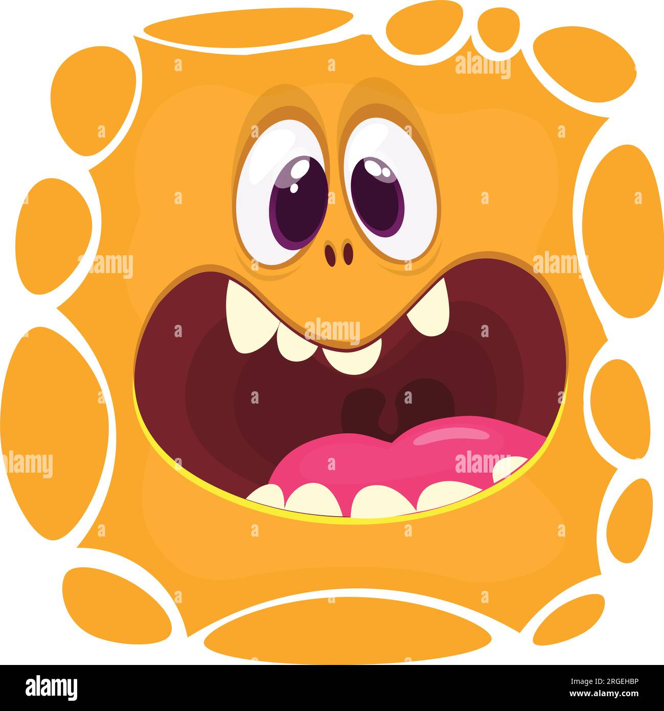 Angry cartoon monster face. Illustration of creepy and scary mythical ...