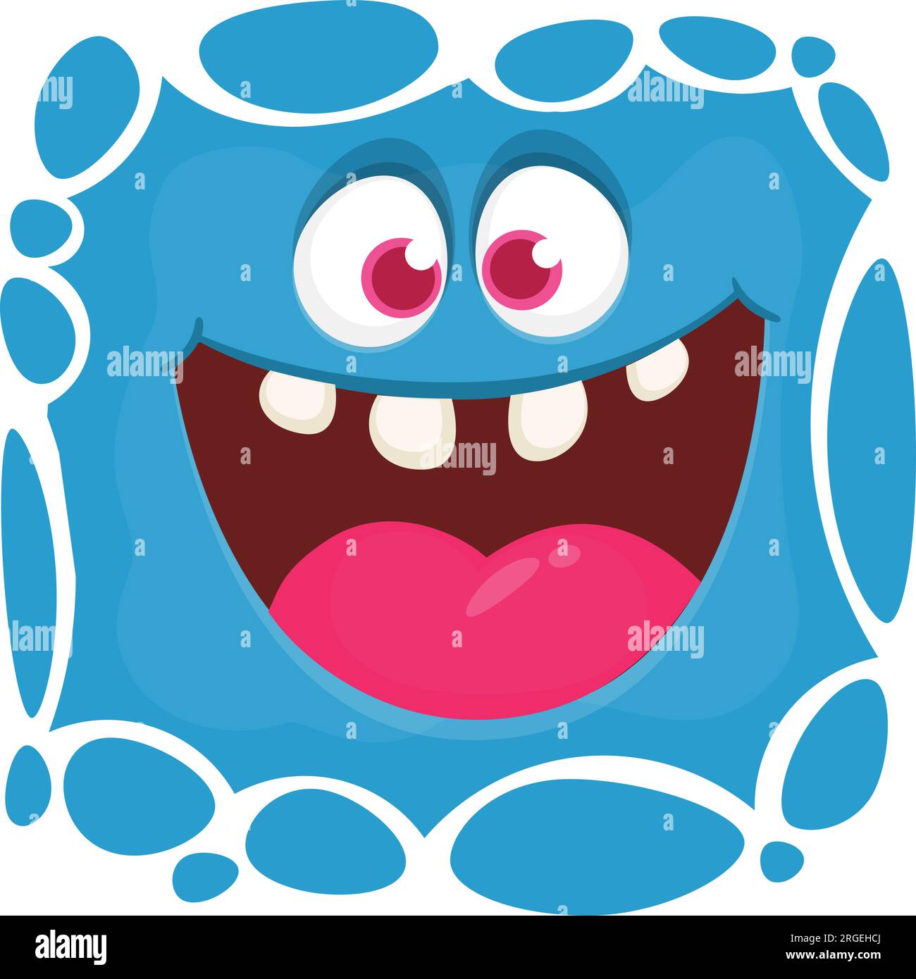 Funny cartoon monster face smiling emotion. Illustration of cute and ...