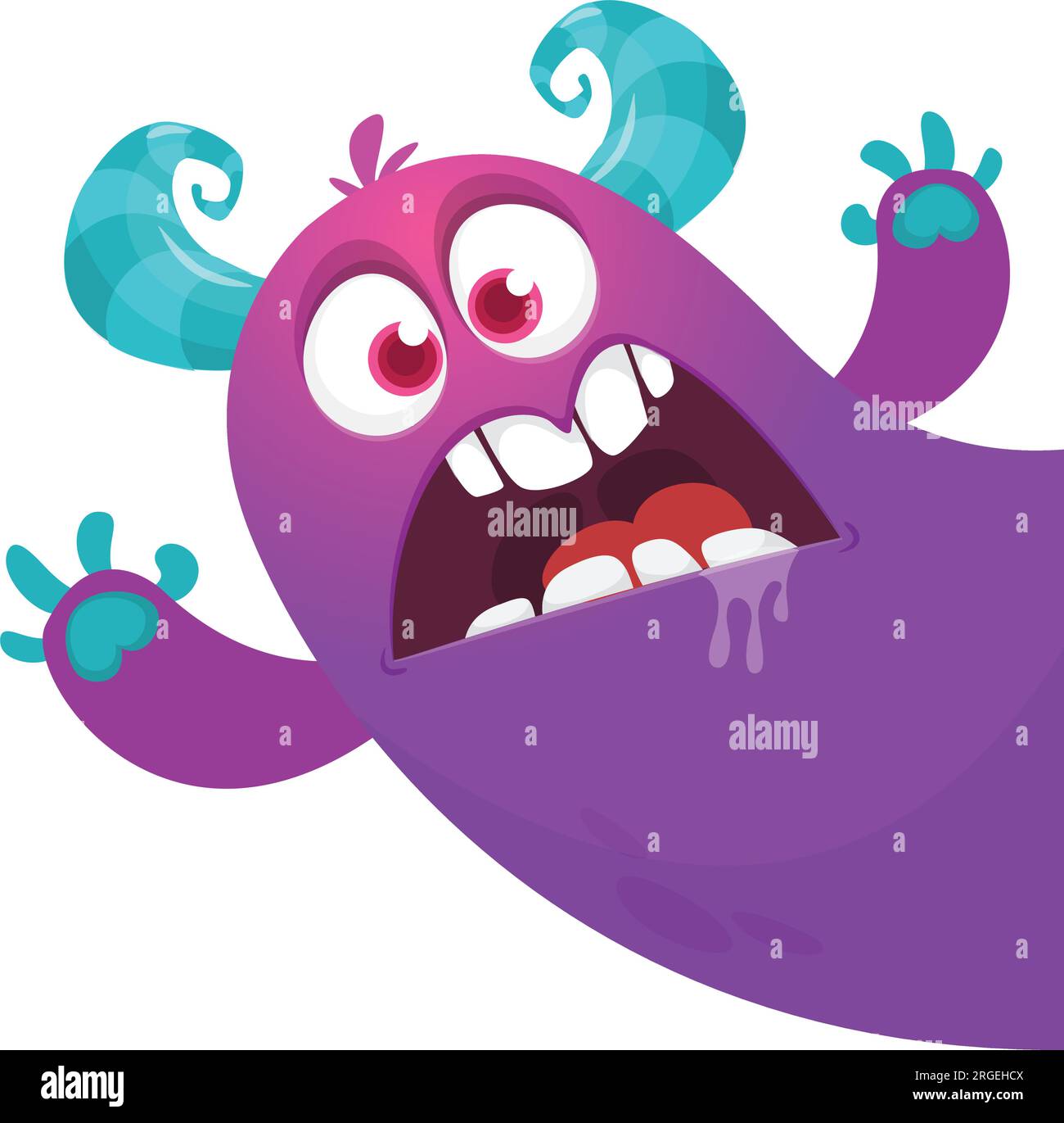 Angry cartoon monster character pop up and waving hands. Illustration ...