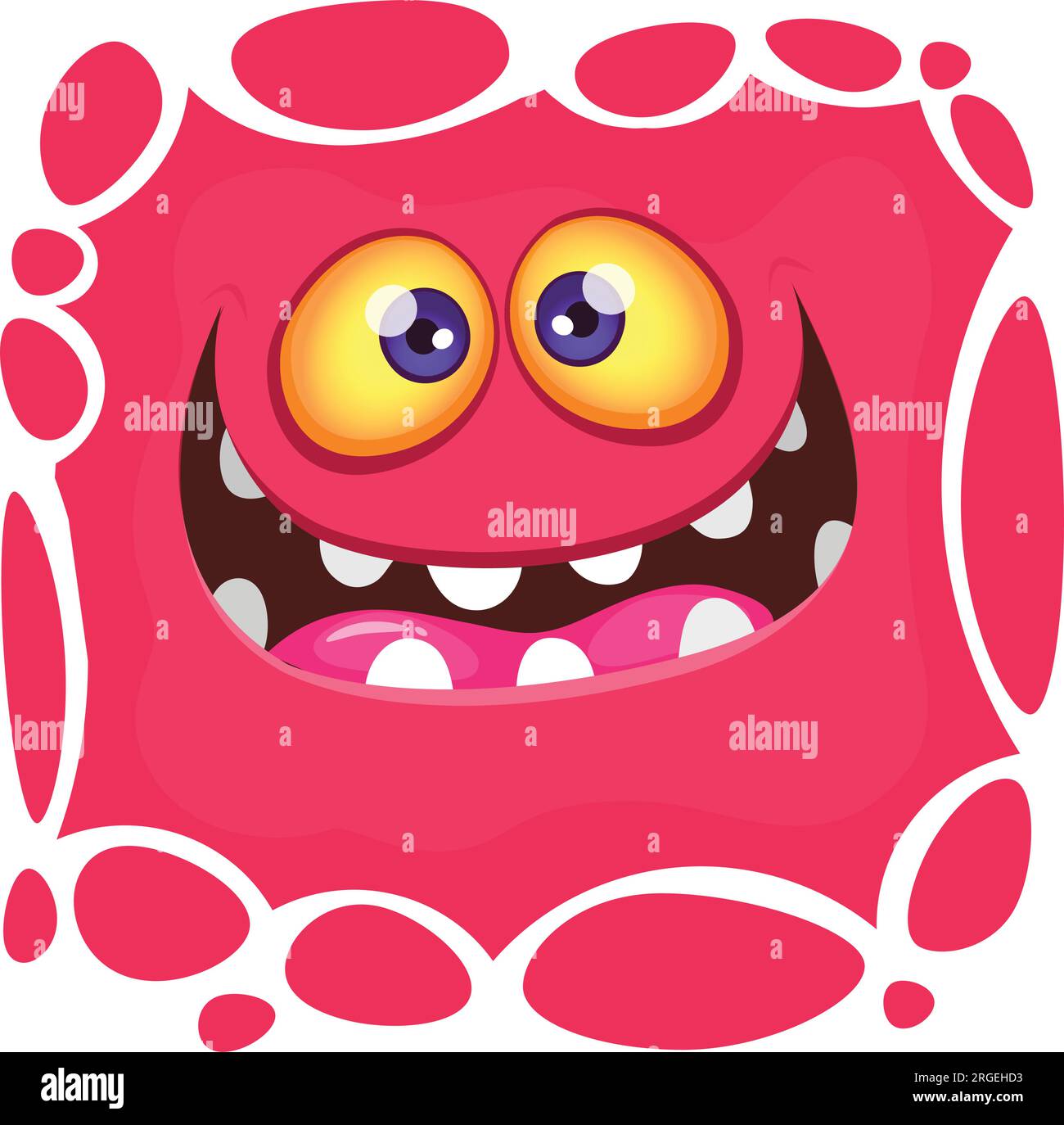 Funny cartoon monster face smiling emotion. Illustration of cute and ...