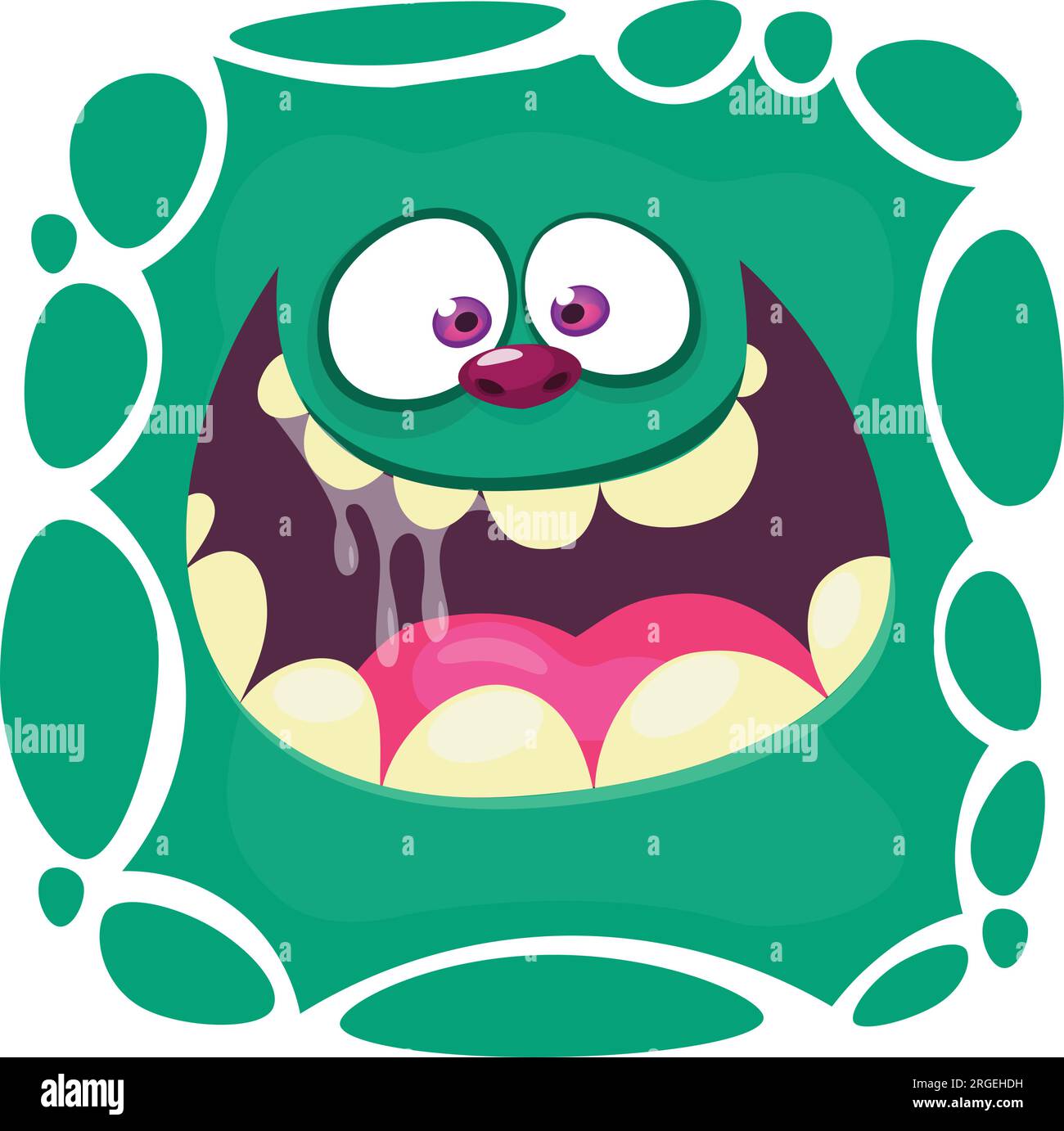 Funny cartoon monster face smiling emotion. Illustration of cute and ...